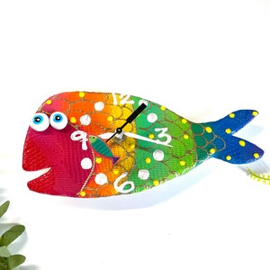 Rainbow Fish Wall Clock, Fish Clock,nursery Clock ,gift Clock,tropical ...
