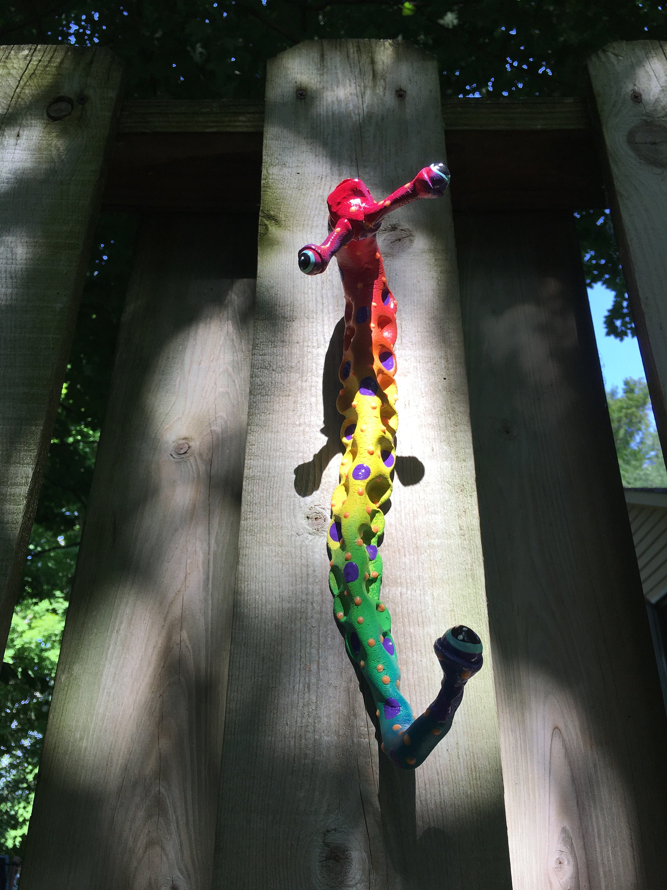 3 eye-balled Sea Slug,Rainbow Ceramic Sea Slug ,Fence Wall Decor-Yard ...