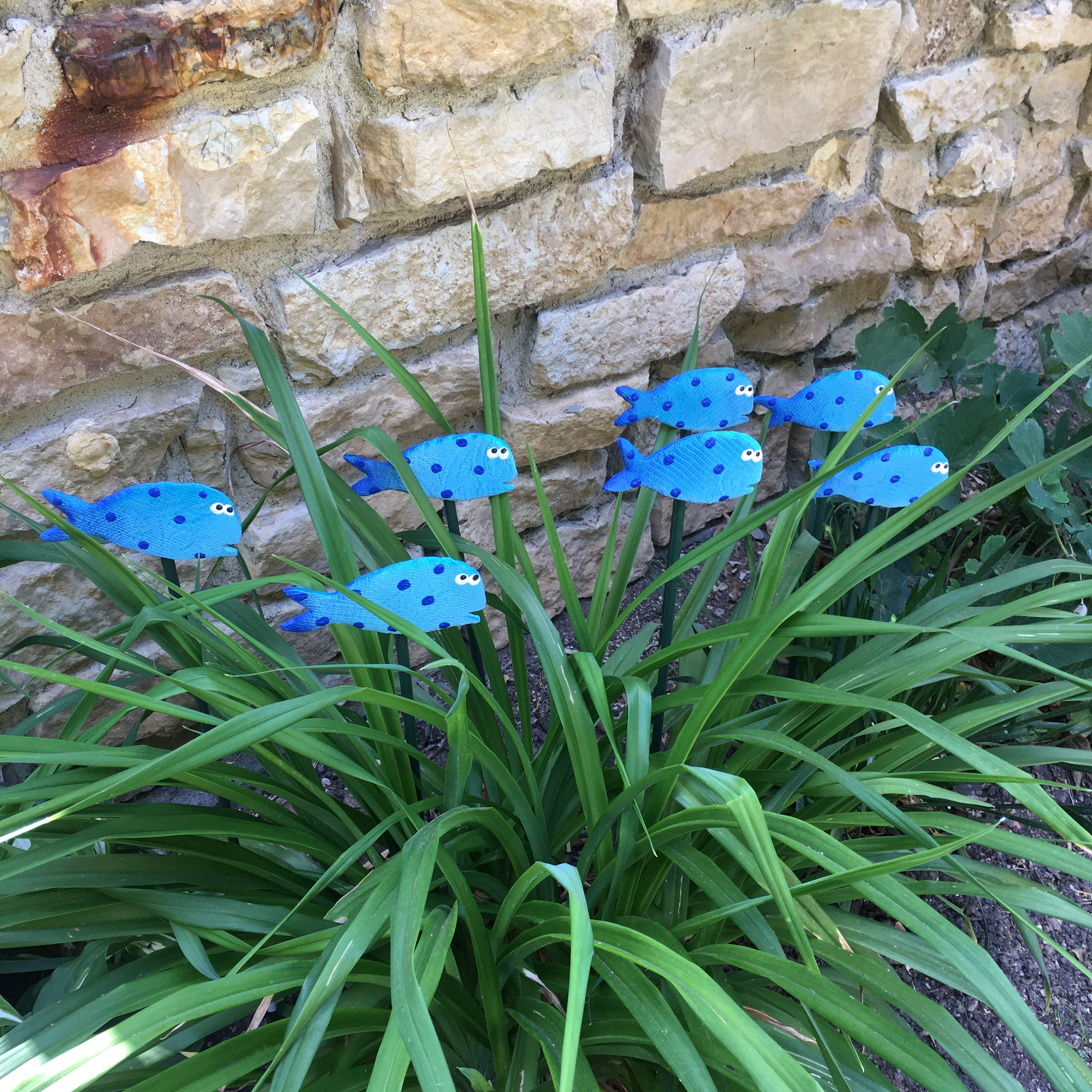 School of Blue Fish Garden Art Outdoor Garden Sculpture Lawn decor ...