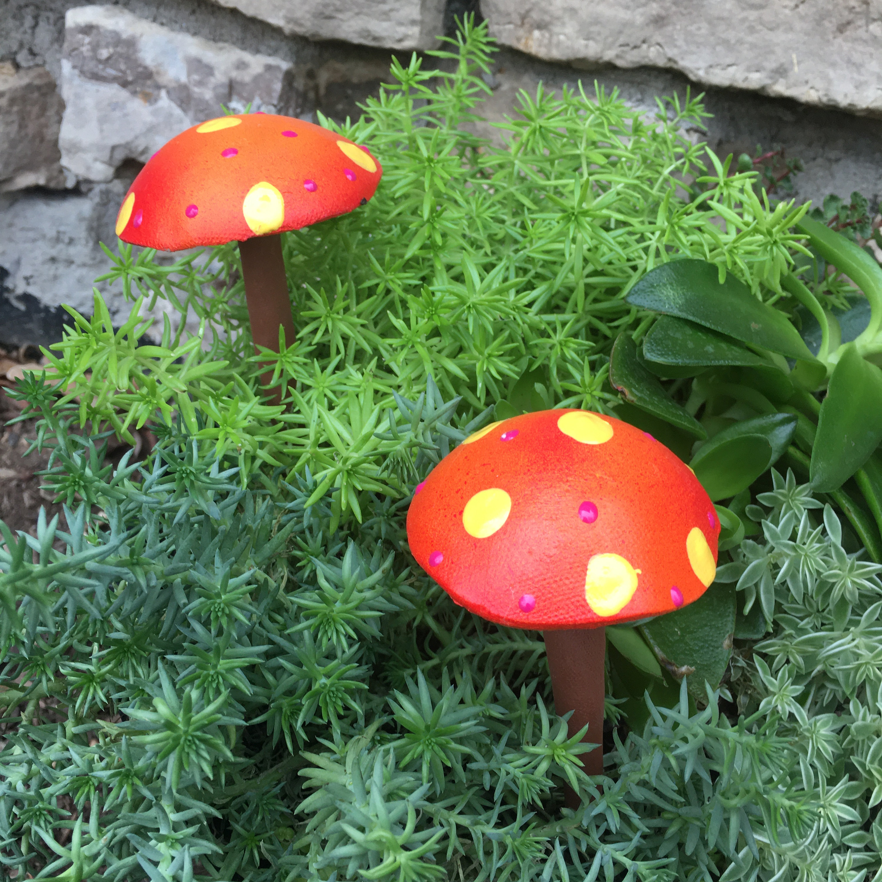 Three hand crafted Ceramic Mushroom. Garden Stake, Clay Mushroom ...