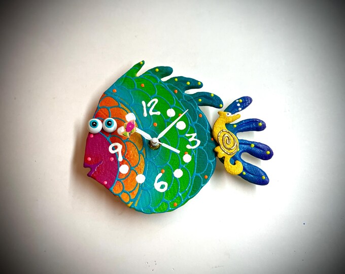 Fish Wall Clock Blowfish Clock,wall Art Beach House Wall Art Nautical ...
