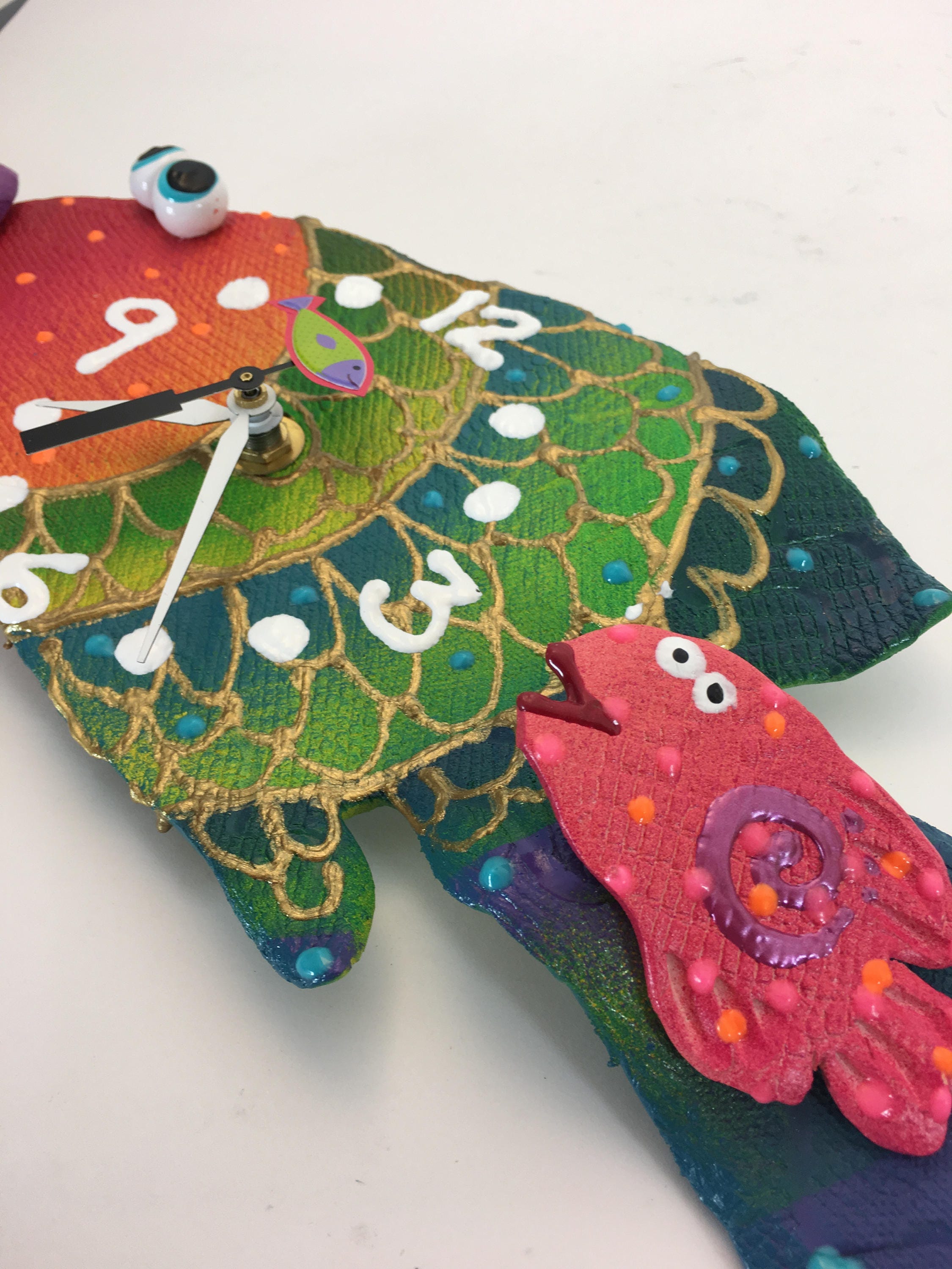 Kids Clock, Fish Clock, Wall Hanging Fish Clock, Underwater Fish Room ...