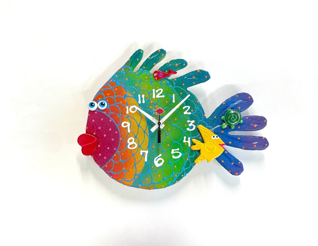 Fish Clock, Blowfish Clock, Unique Wall Clock,under the Sea, Ocean ...