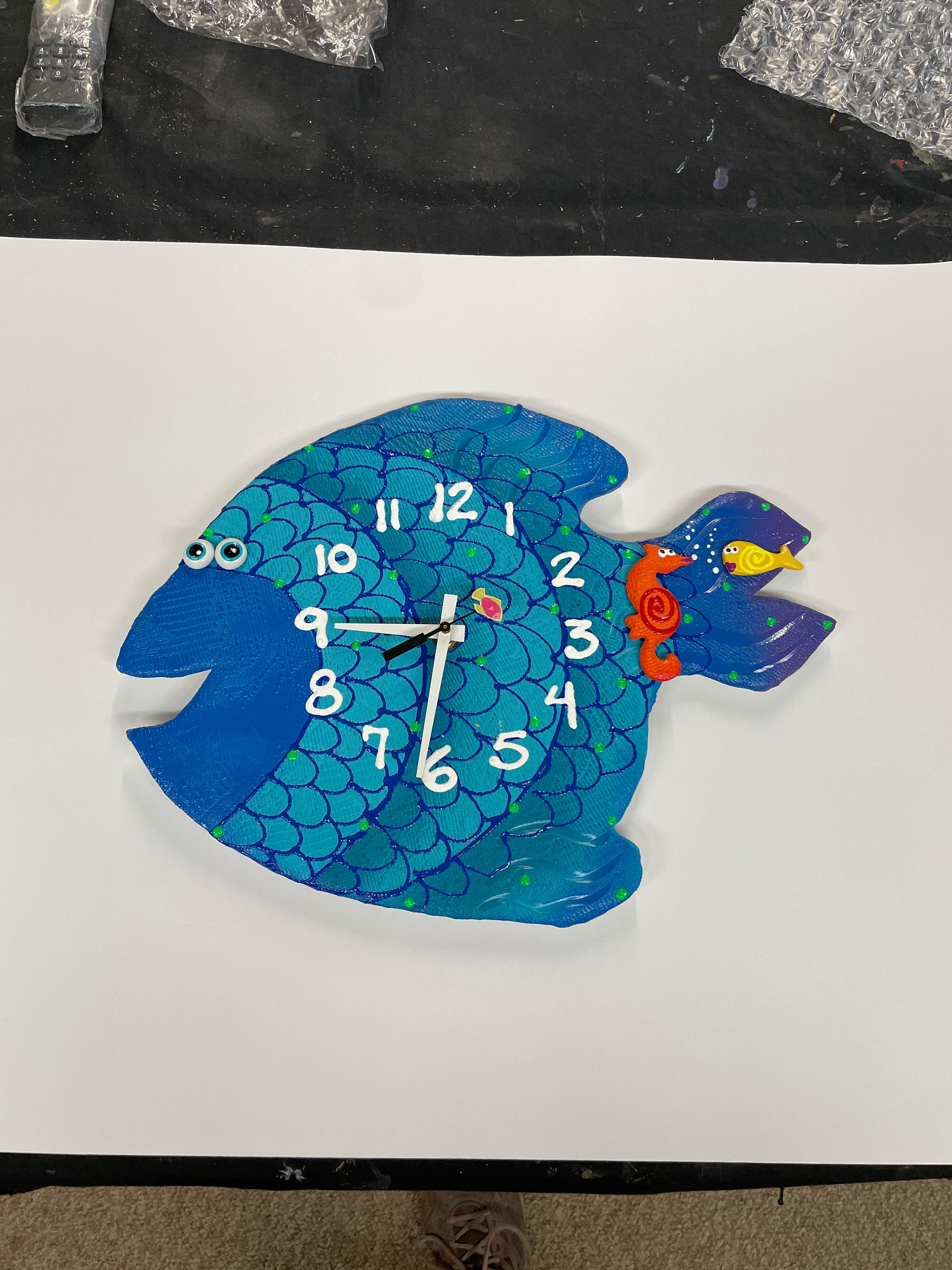 Happy Blue Fish Wall Clock, Fish Clock, Clock ,Gift Clock,Tropical ...