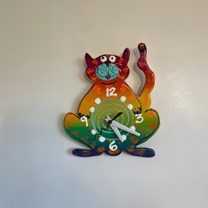 Kitty Clock,cat Lover Gift,cat Wall Clock,kids Clock,kitty Cat Clock ...