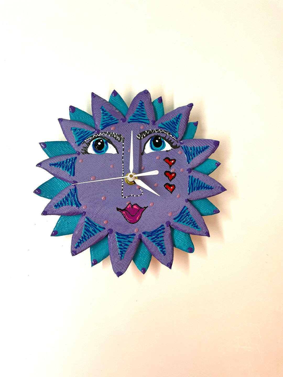 Whimsical Sun Face Clocksun Face Wall Art Clocksunshine - Etsy