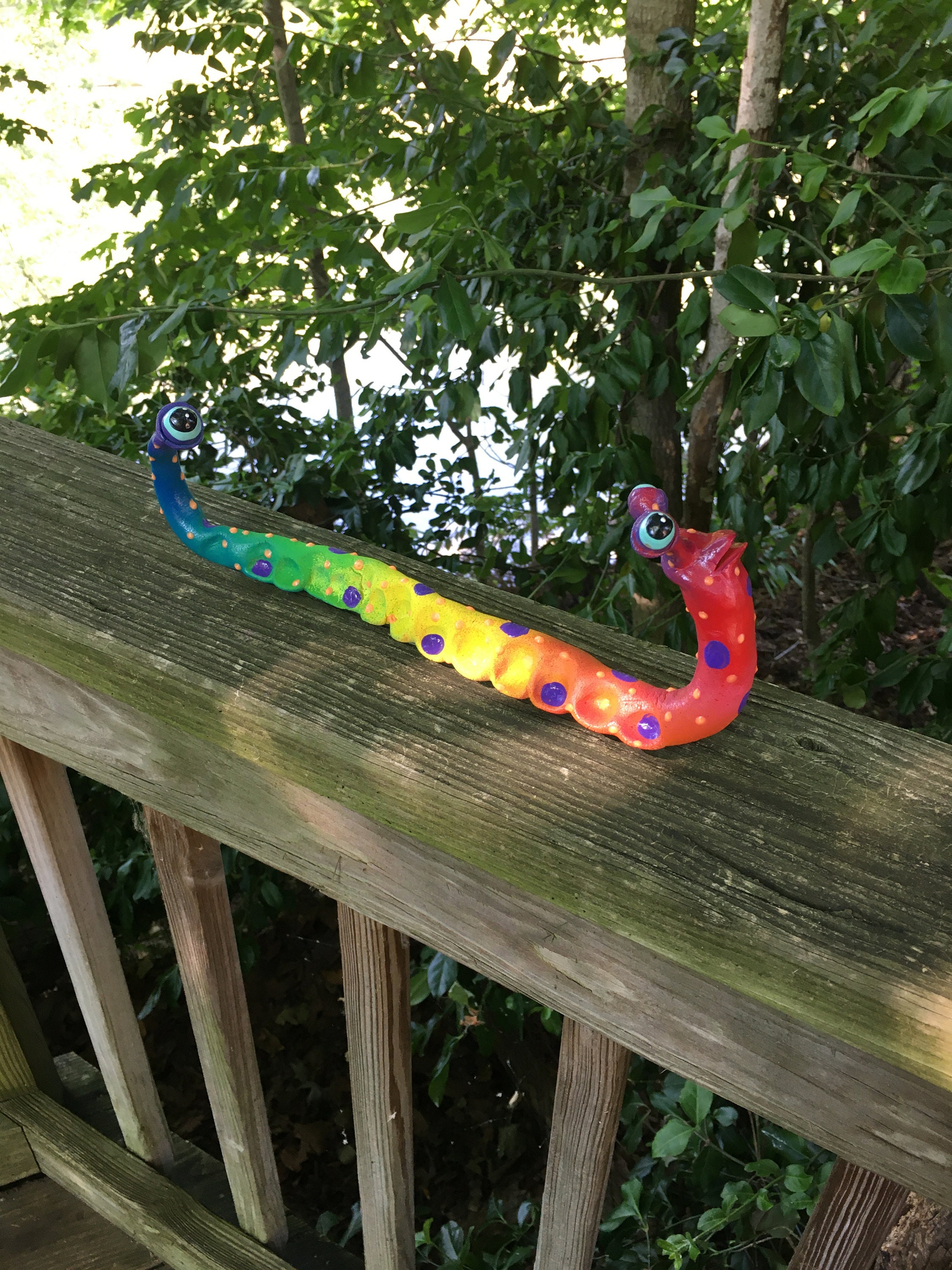 3 eye-balled Sea Slug,Rainbow Ceramic Sea Slug ,Fence Wall Decor-Yard ...
