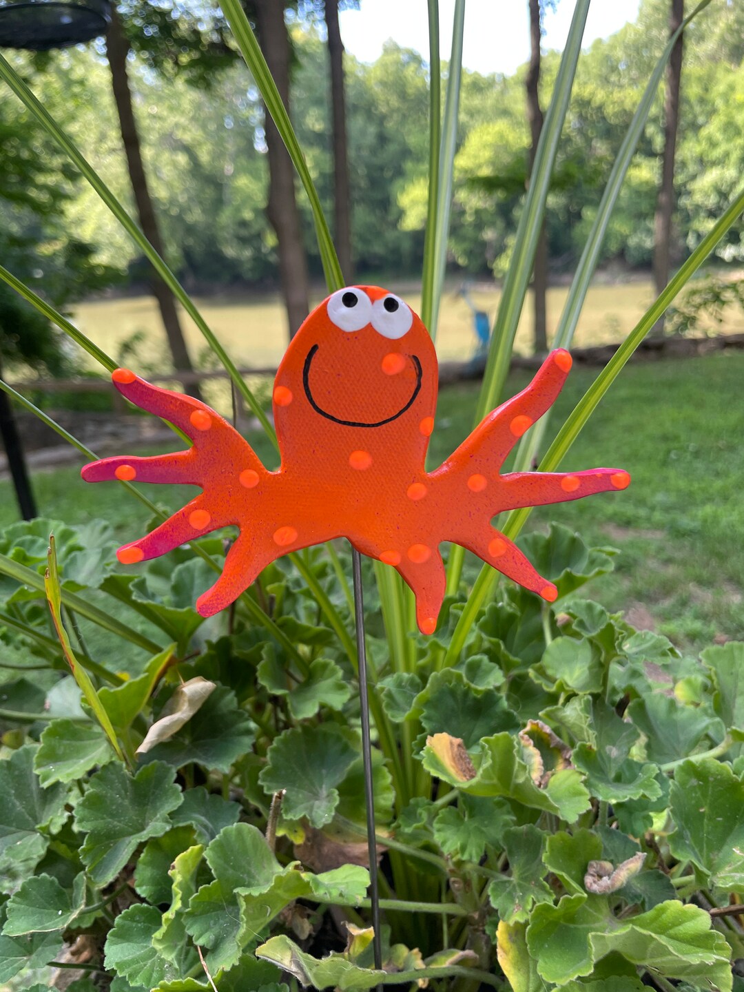 Orange Octopus Garden Stake, Garden Decor,octopus Potted Plants,gift ...