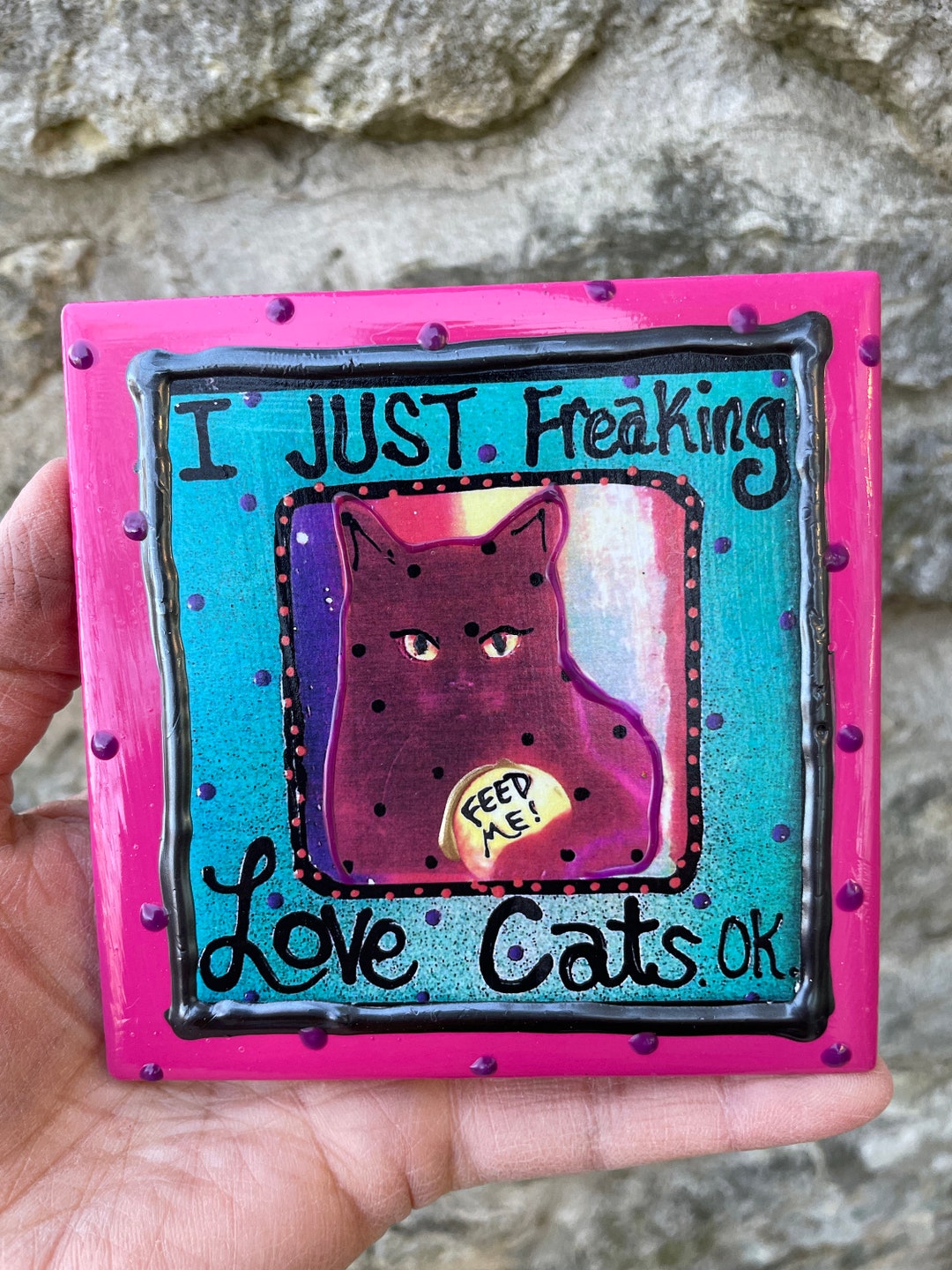 Cat Wall Tile,i Just Freaking Love Cats. OK. Funny Small Sign.funny ...