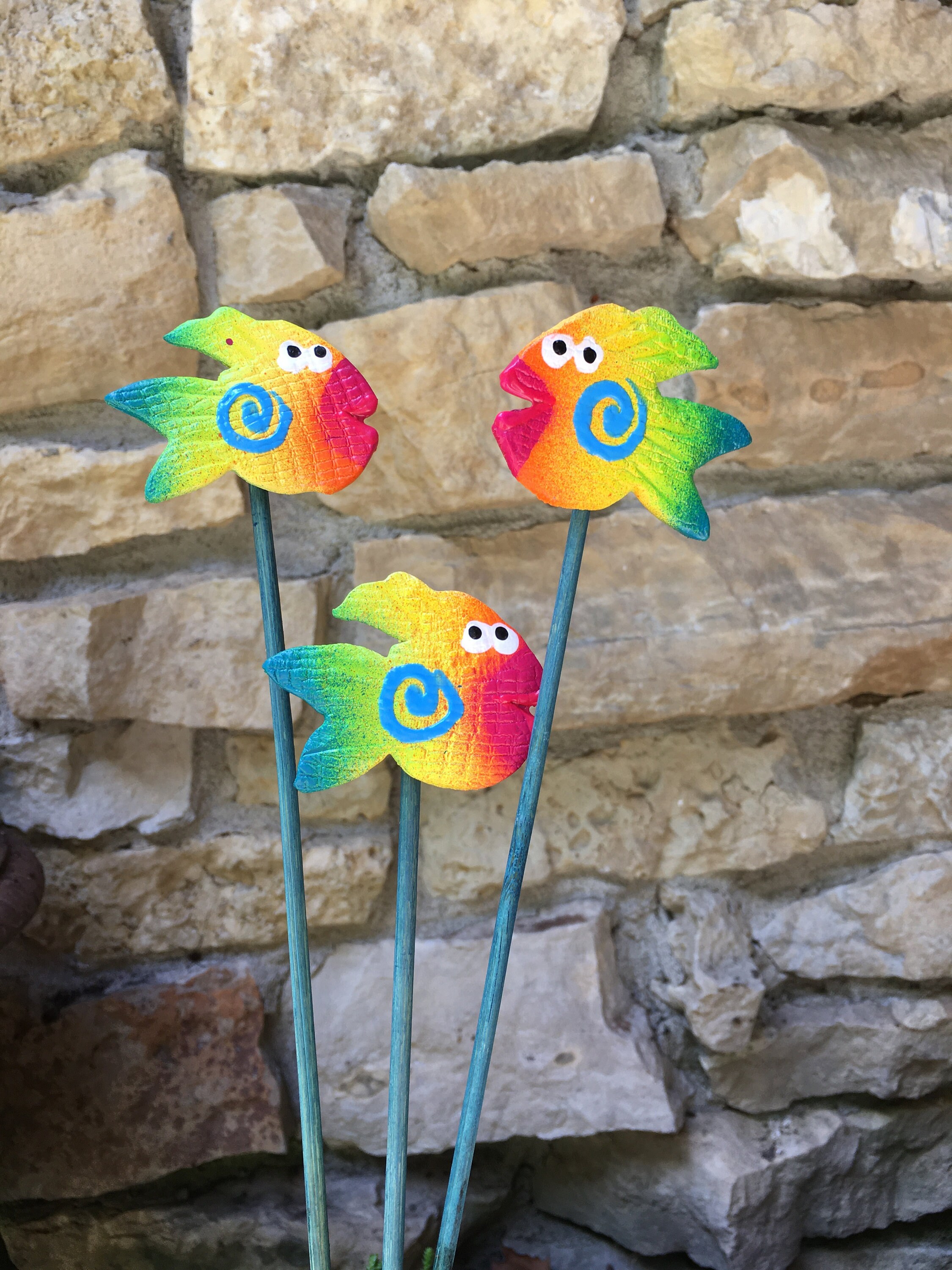 Rainbow Fish Garden Stakes, Garden Stakes,Potted plants, Great Gift ...