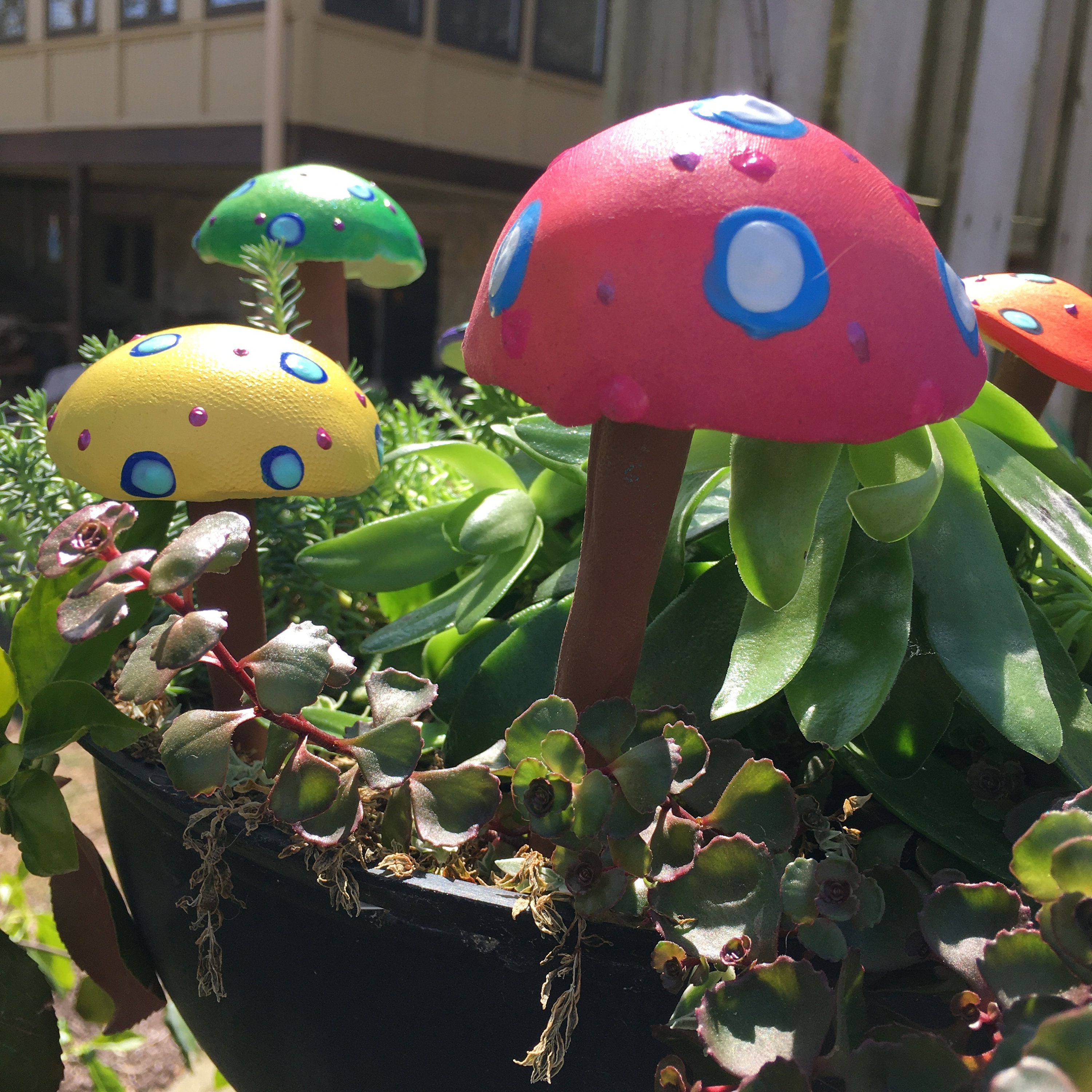 Seven hand crafted Ceramic Mushrooms. Garden Stake, Clay Mushroom ...