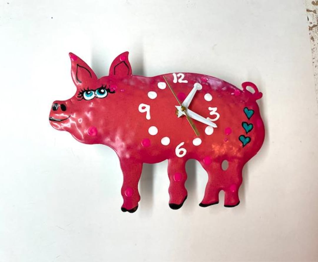 Pig Clock Pig Wall Clock Farm Animal Decor Pig Gifts Kids Clock Pig ...