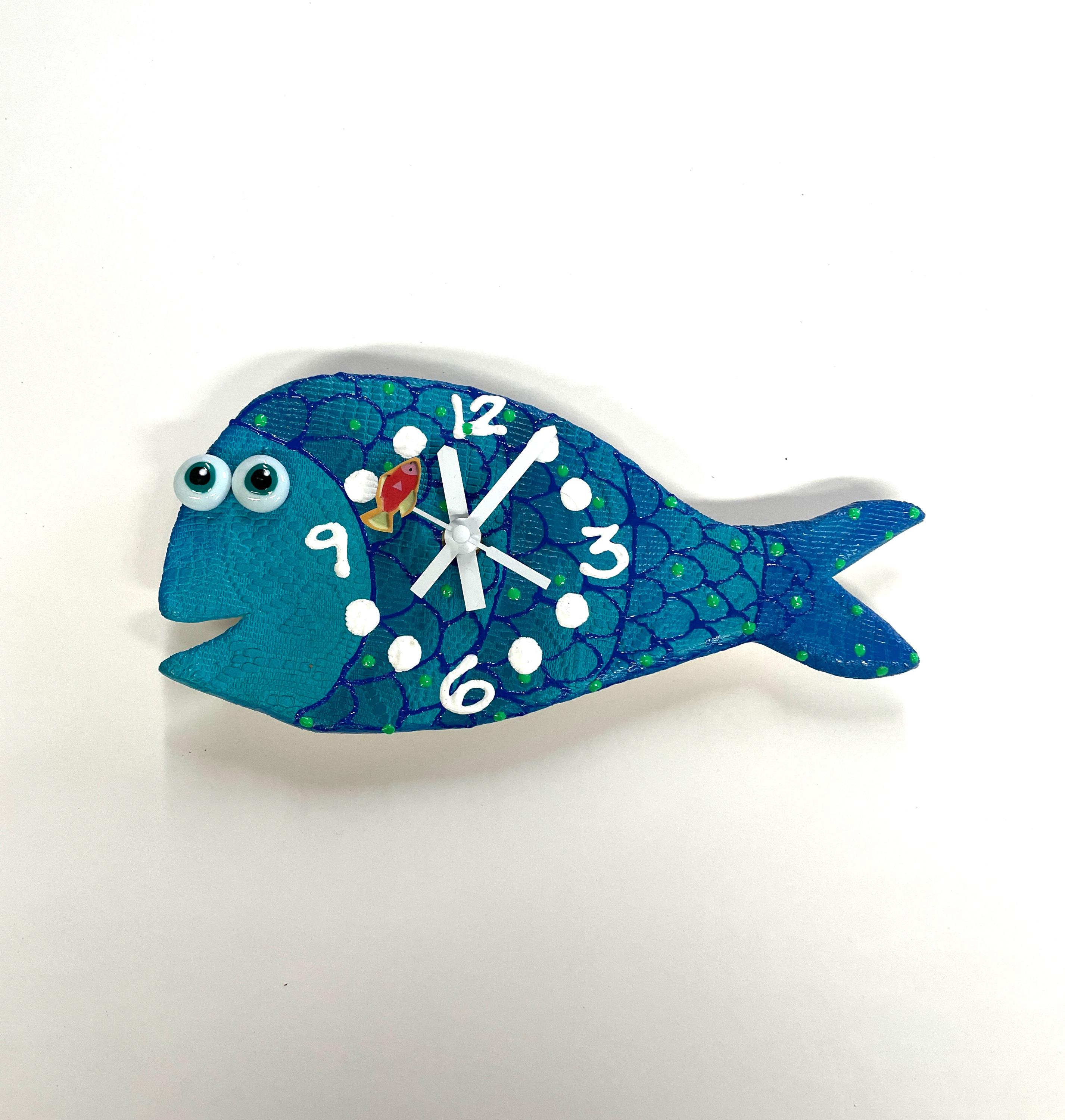 Blue Fish Wall Clock, Fish Clock,Nursery Clock ,Gift Clock,Tropical ...