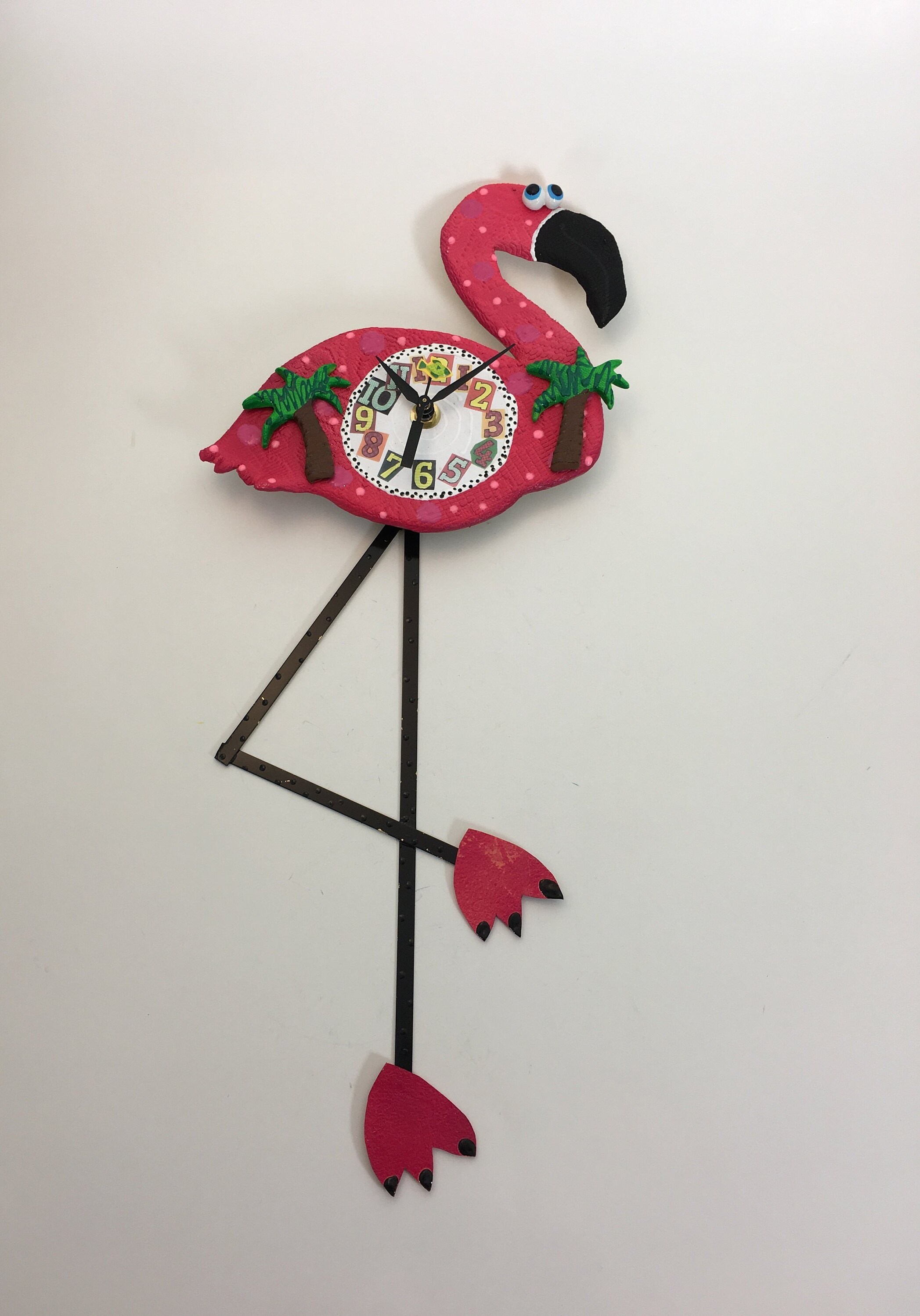 Pink Flamingo Clock, Kid's Clock, Flamingo Wall Clock, Children's Wall ...