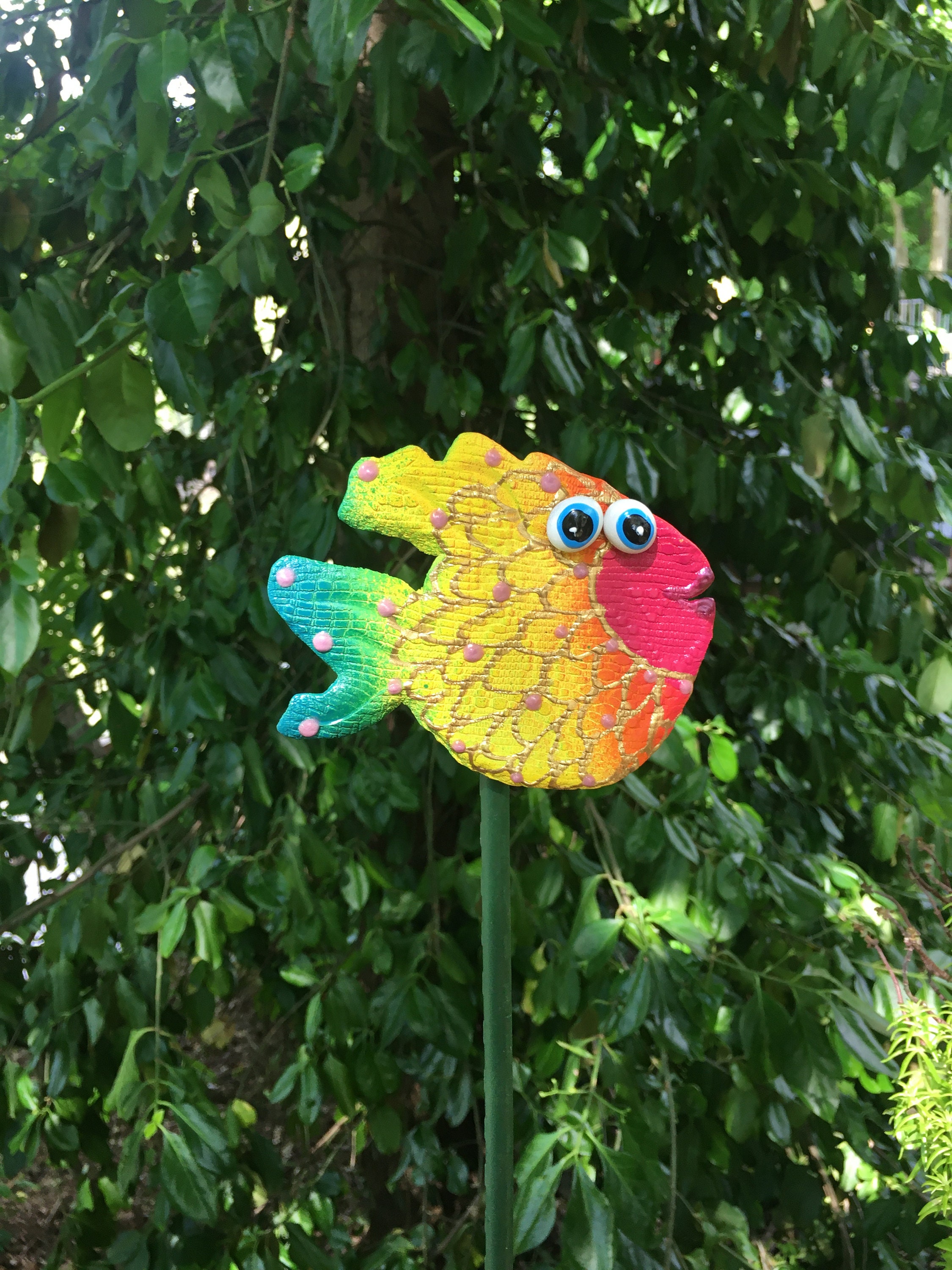 Ceramic Funky Fish Garden Stake, Garden Stakes,Potted plants, Great ...