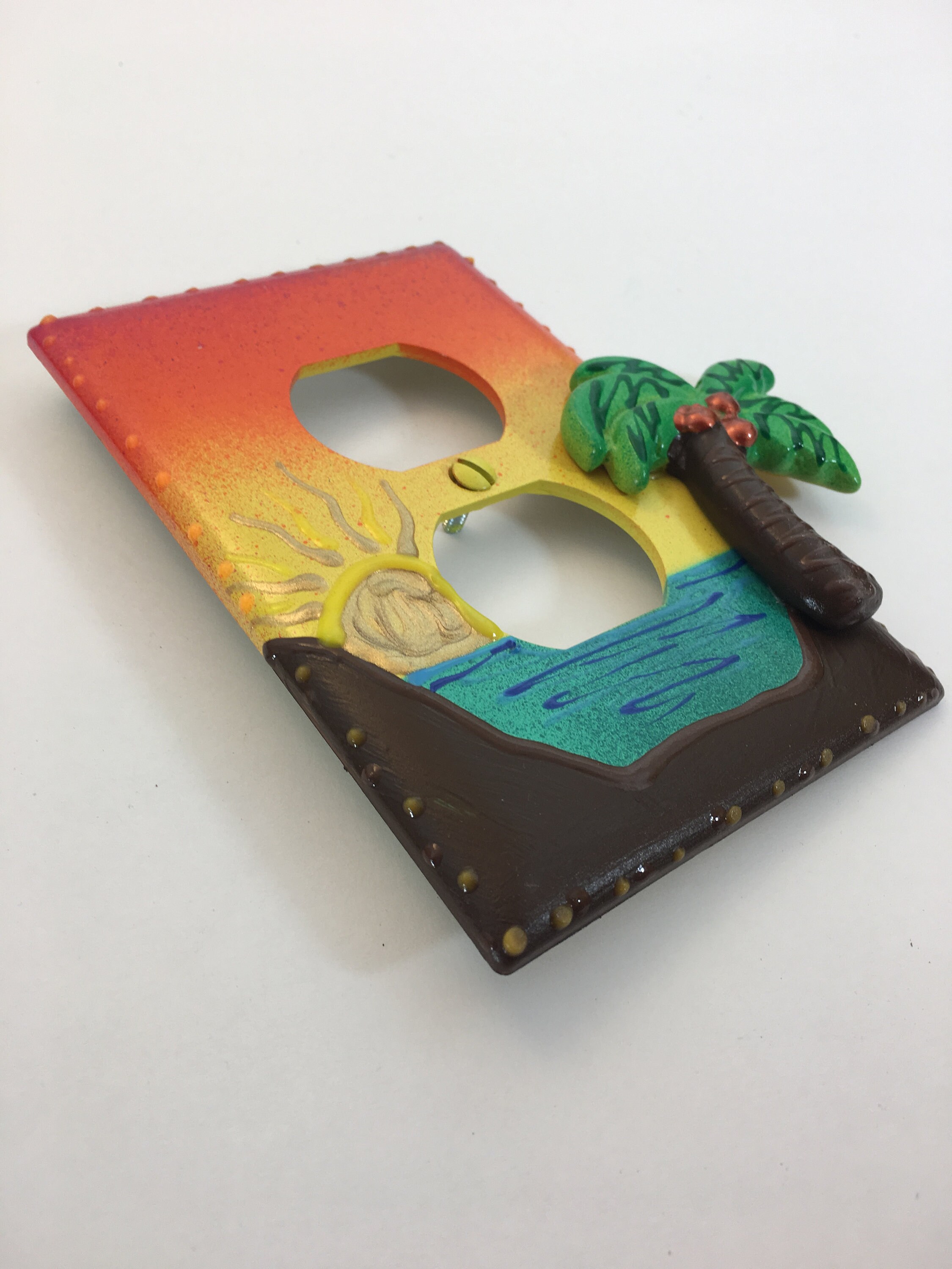 Whimsical tropical palm tree sunset light switch wall plate cover ...