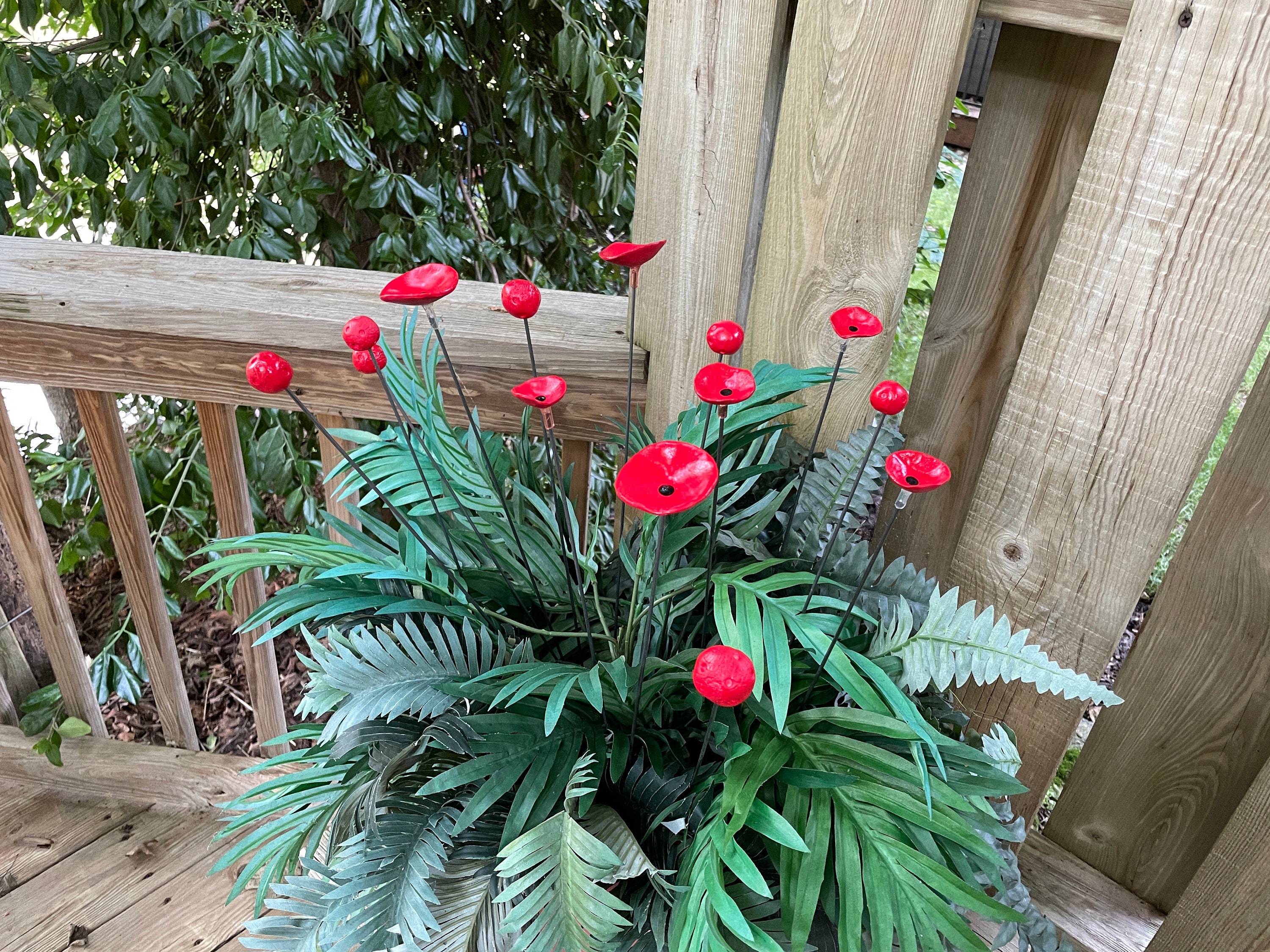 Unique Whimsical Garden Sculpture 14pcs/ Ceramic Floral Art Garden ...