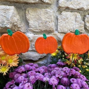 Set of 3 Fall Pumpkin Garden Stakes Fall Decoration Outdoor Fall and ...