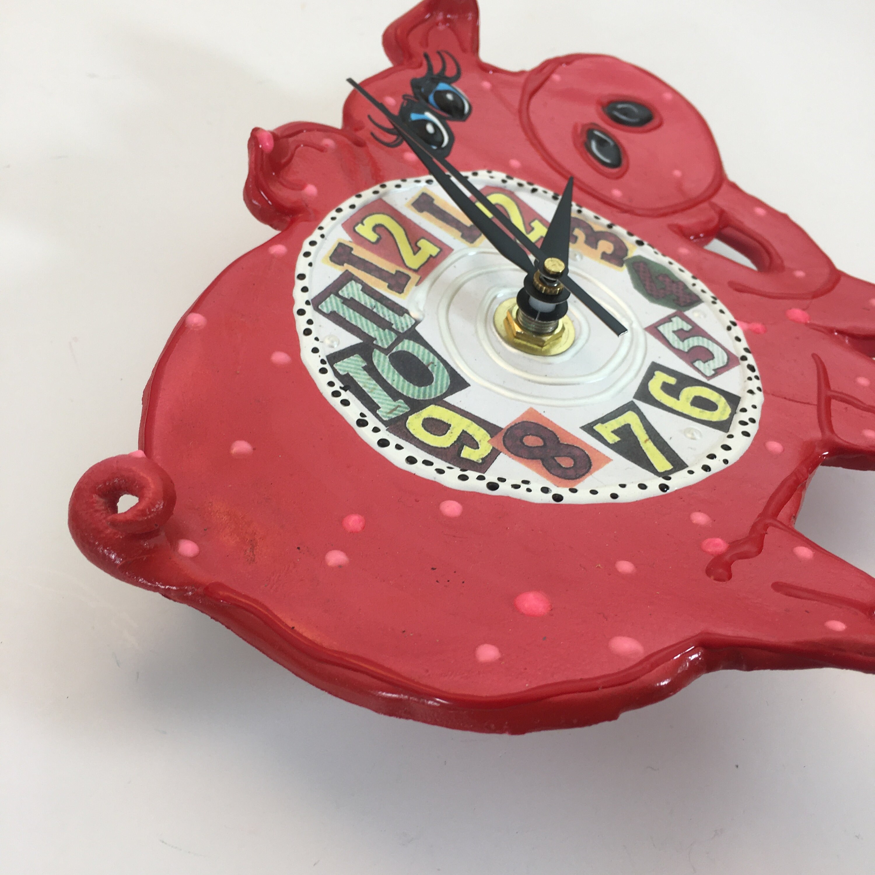 Pig Clock, Whimsical Pink Ceramic Pig Clock,Glow In The dark, Animal ...