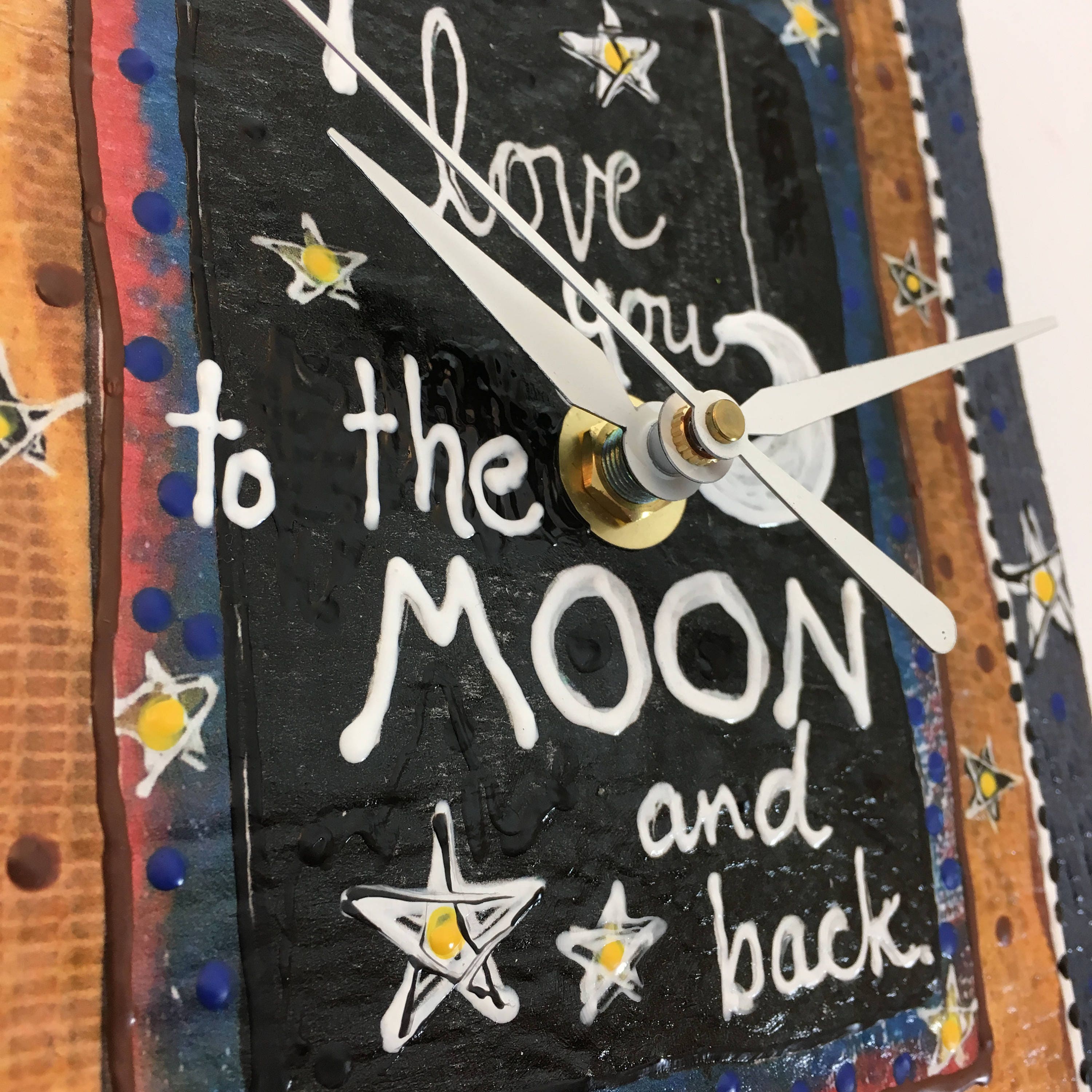 I LOVE you to the MOON and Back Clock, Inspirational Quote Ceramic Tile ...