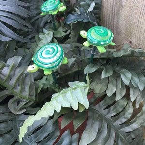 Set of Three Sea Glass Turtle Garden Stakes,sea Turtle Garden Stakes ...