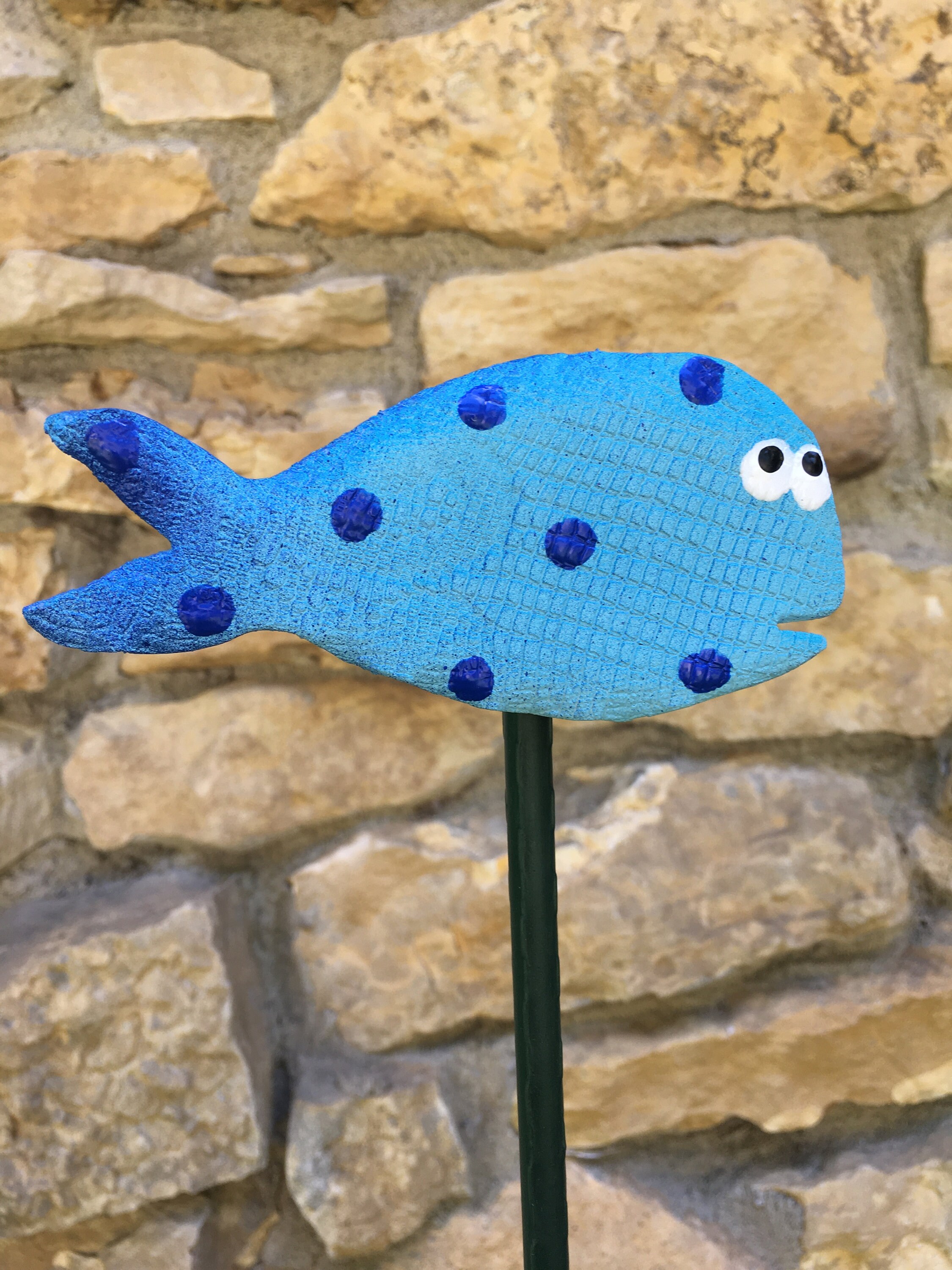 School of Blue Fish Garden Stakes,Set of Three Fish Garden Stakes ...