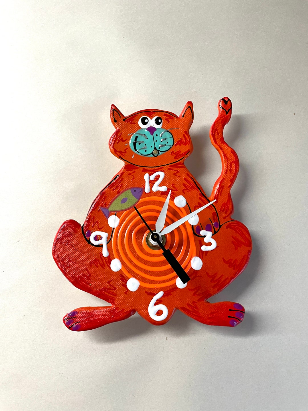Kitty Clockcat Lover Giftcat Wall Clockkids Clockkit Cat - Etsy