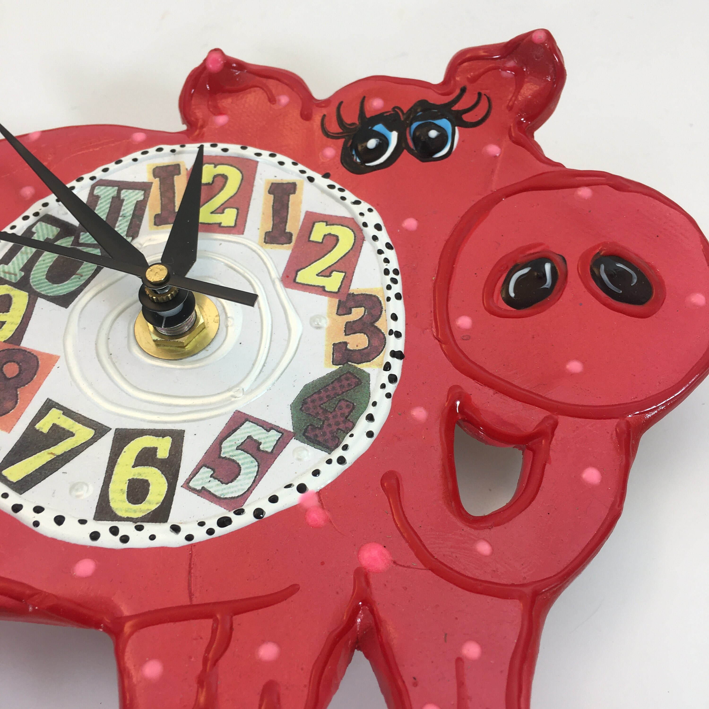 Pig Clock, Whimsical Pink Ceramic Pig Clock,Glow In The dark, Animal ...