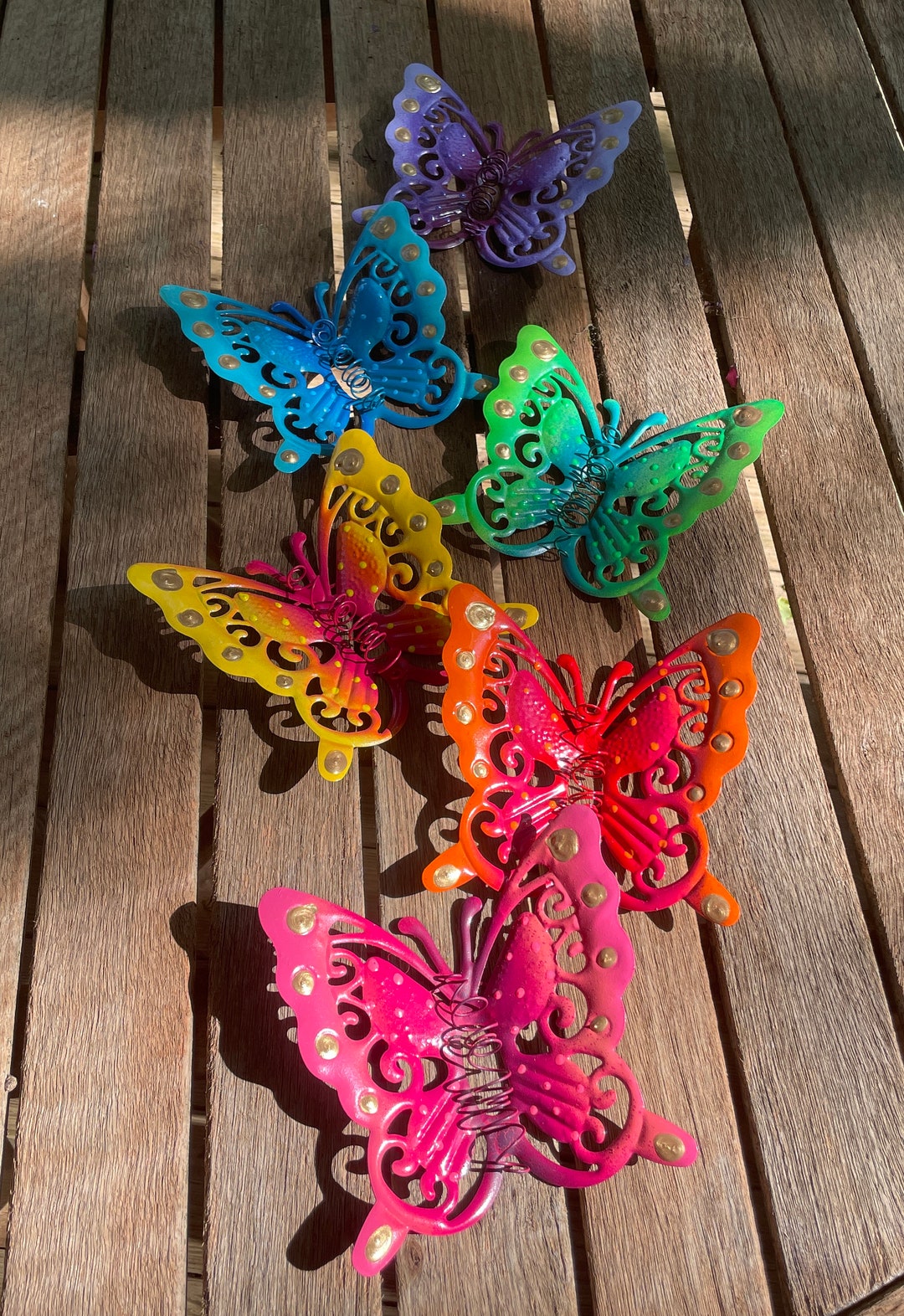 Set of 6 Metal Butterflies Fence Art, Hanging fence Wall Decor-yard Art ...