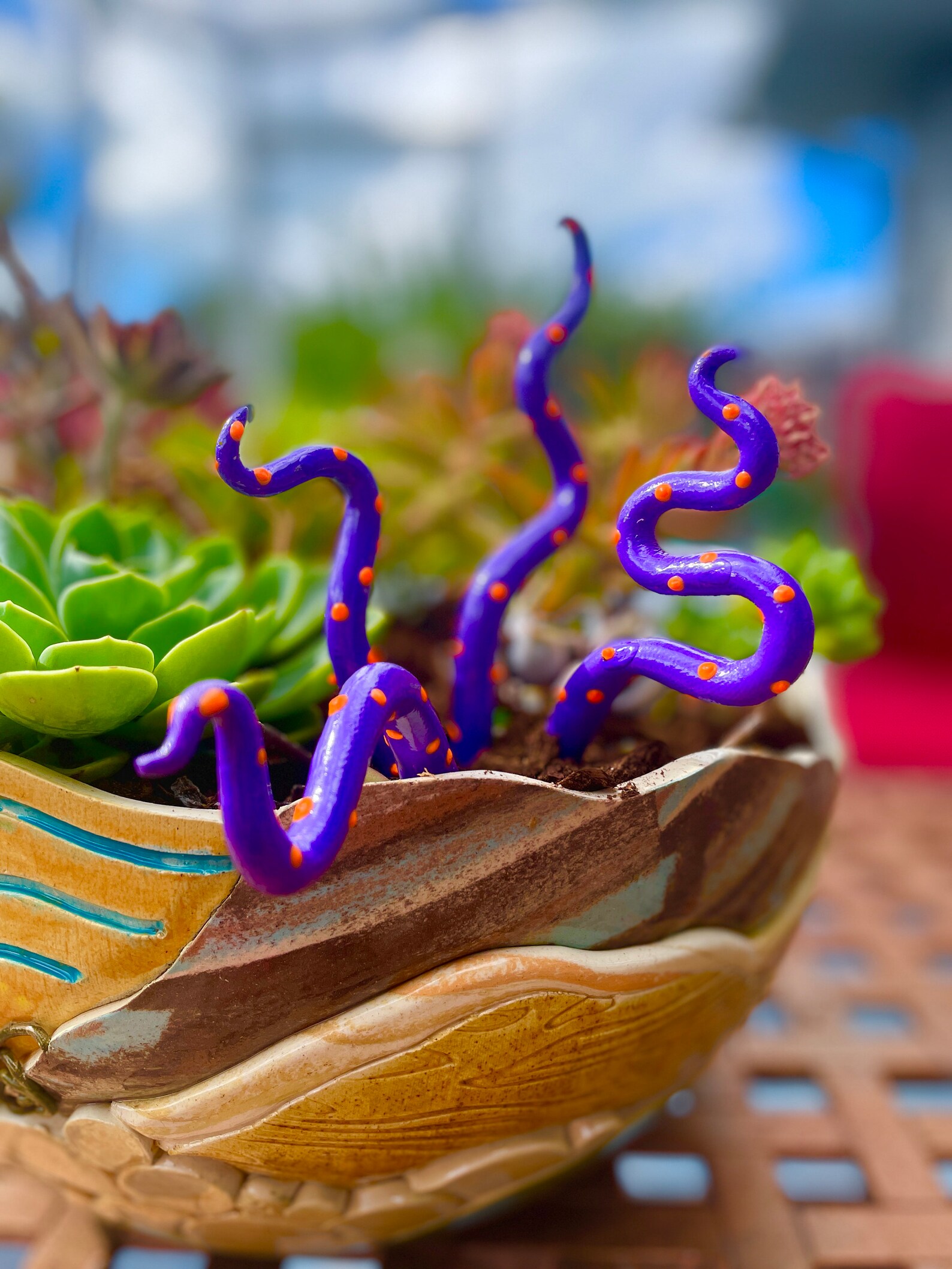 Tentacle Plant Art Purple Octopus Tentacle Stakes Octopus Decor ...