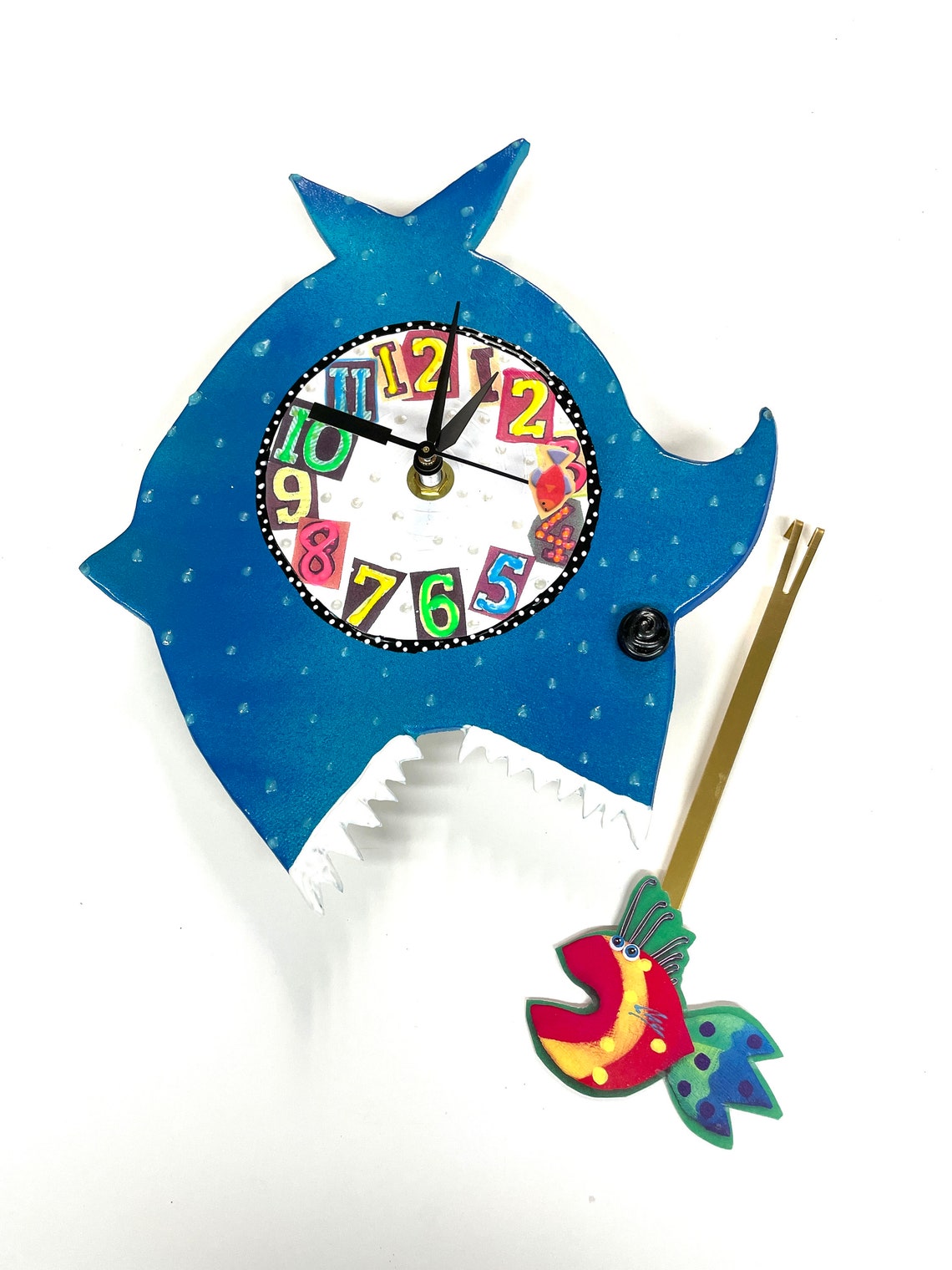 Shark Wall Clock With Pendulum Beach House Decor Florida | Etsy