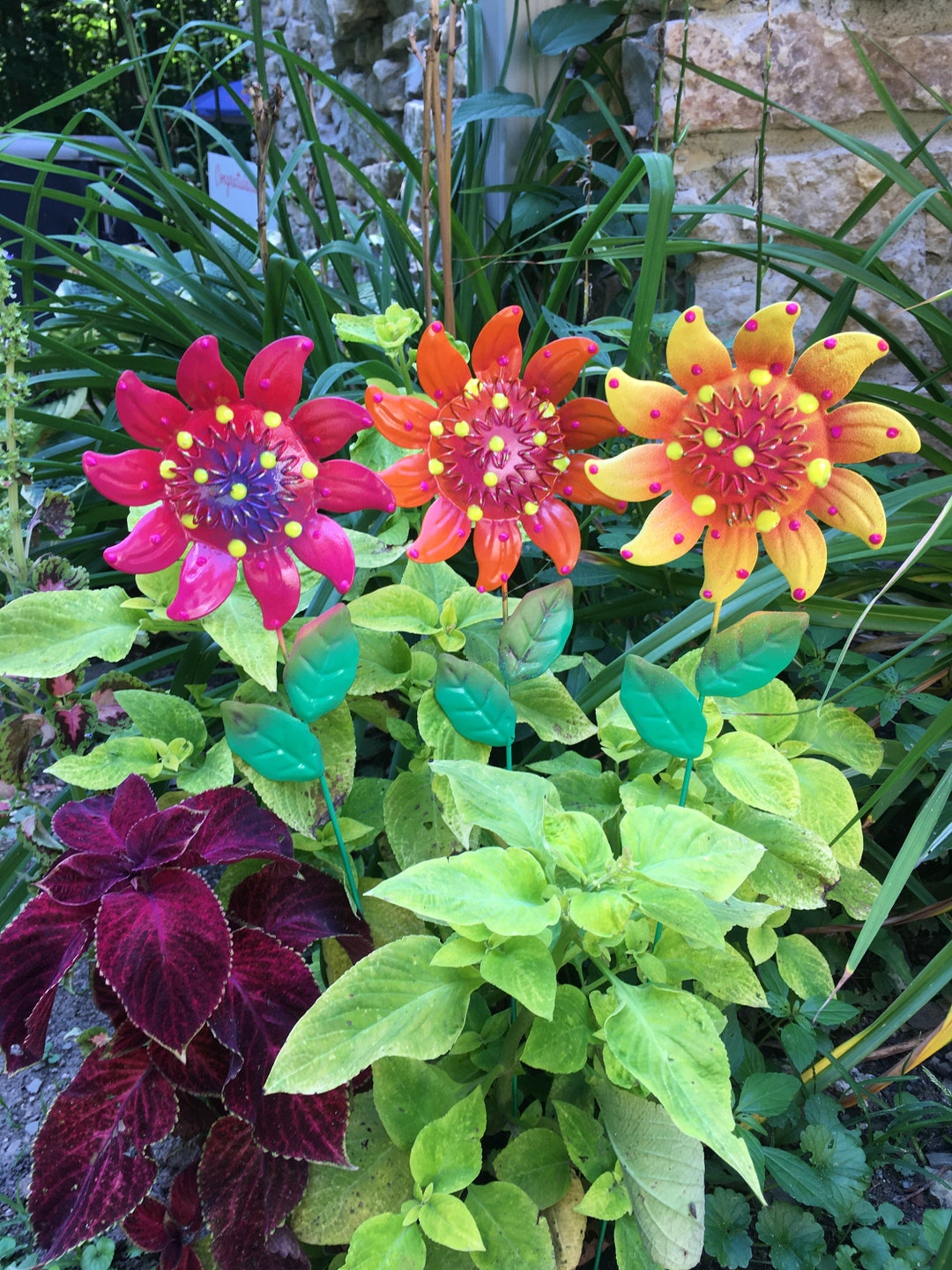 Metal Spring Flower Garden Stakes,set of Three Metal Garden Stakes ...