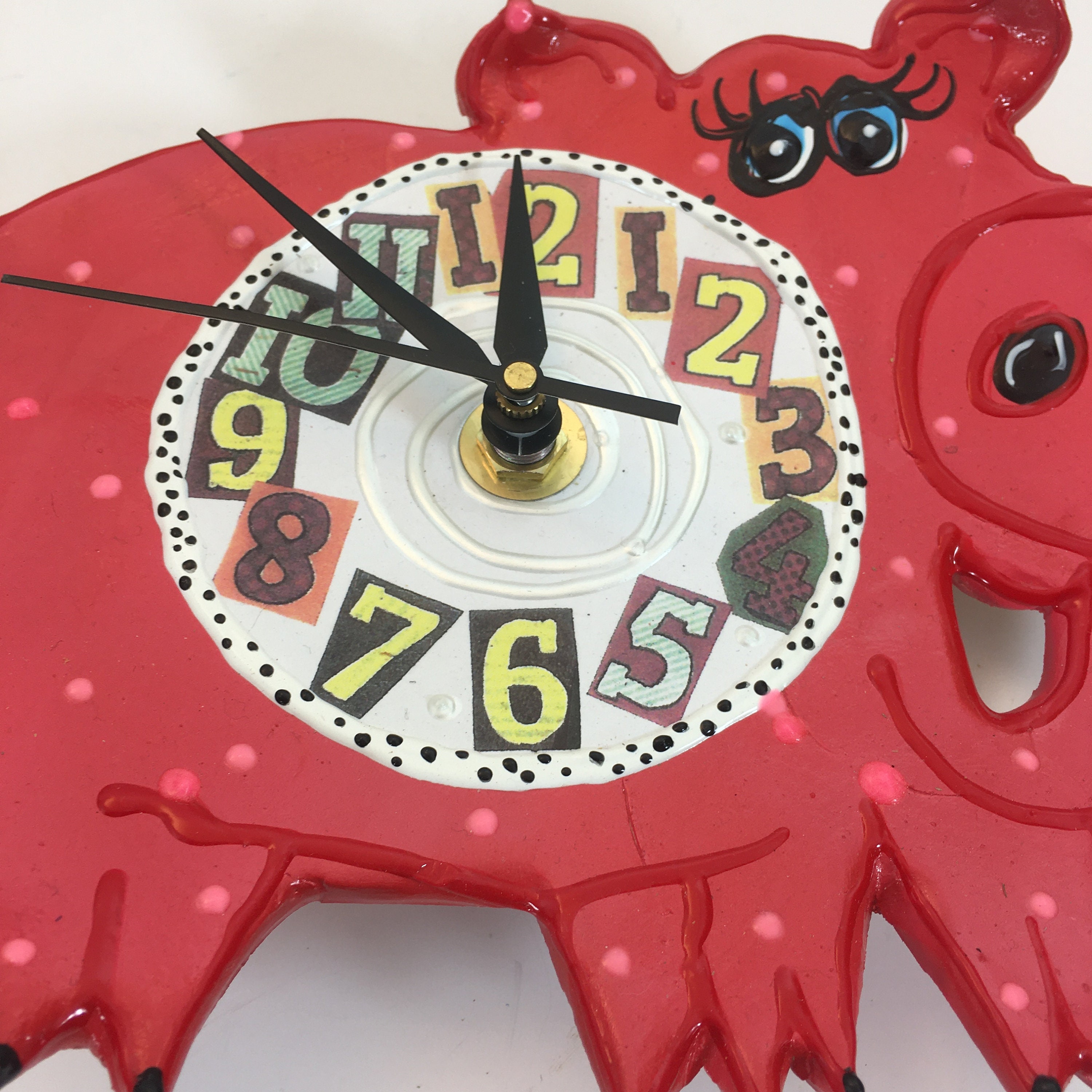 Pig Clock, Whimsical Pink Ceramic Pig Clock,Glow In The dark, Animal ...