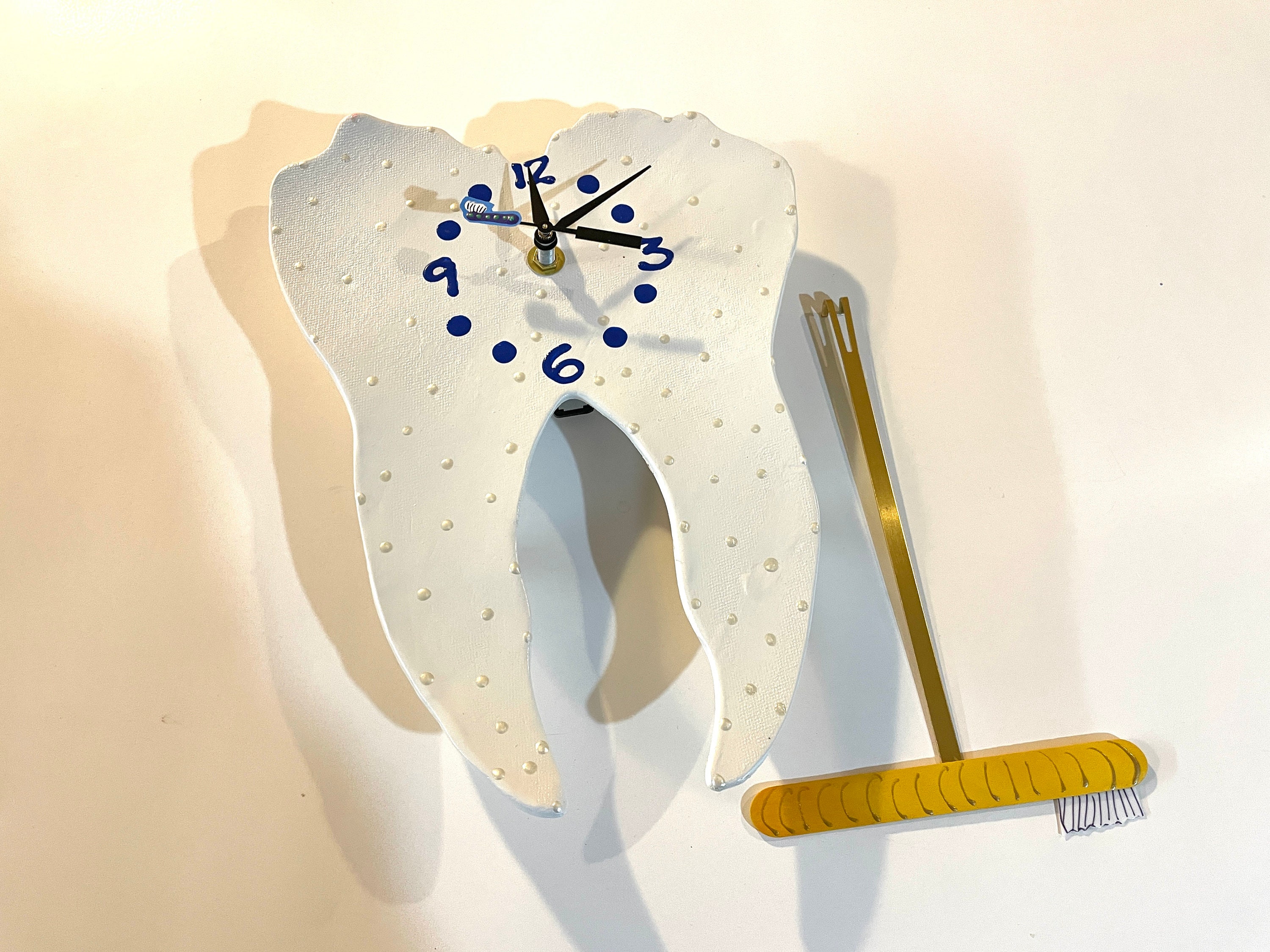 Tooth and Toothbrush Wall Clock with Pendulum, Dentist Gift, Dentist ...