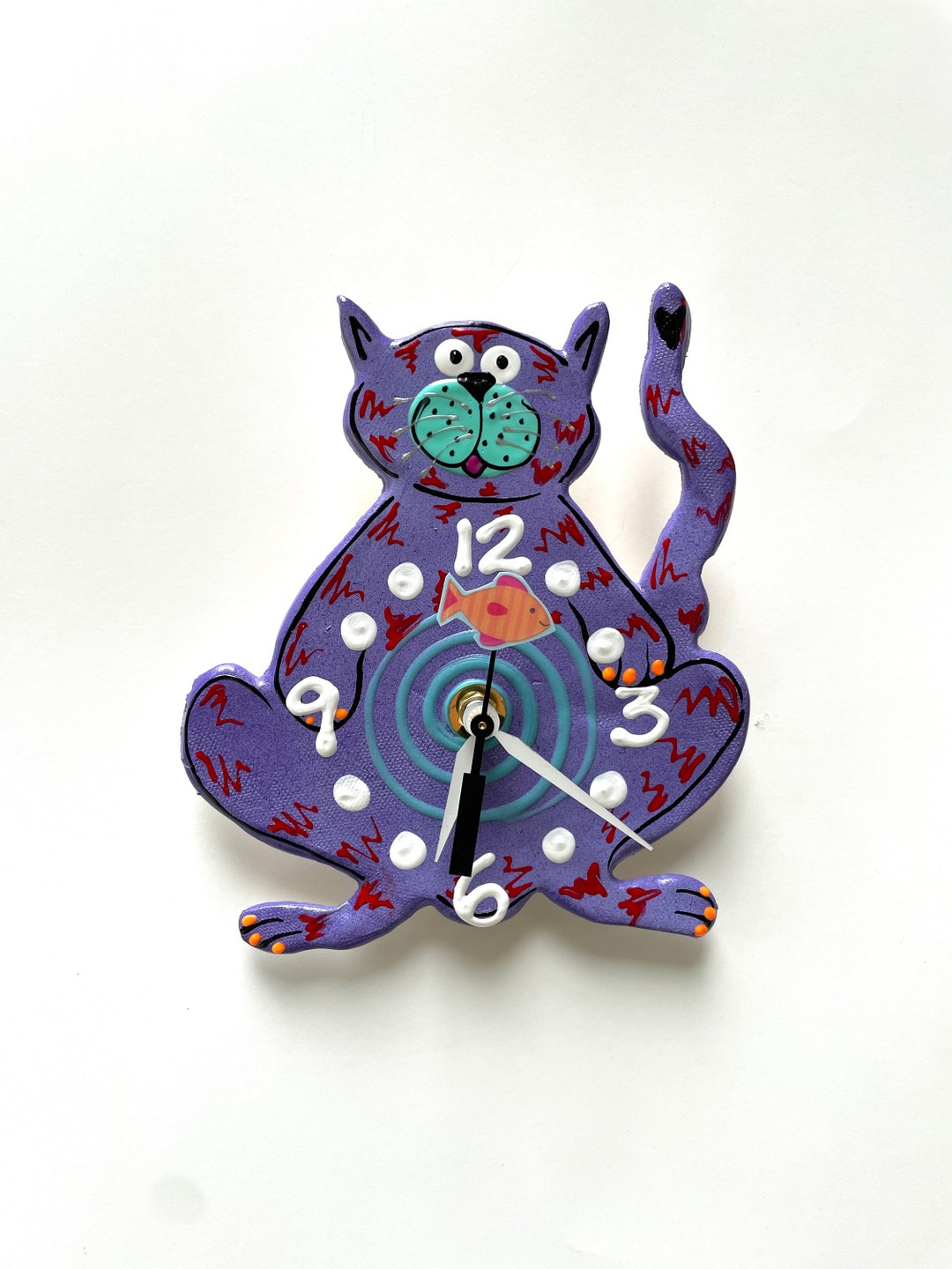 Kitty Clockcat Lover Giftcat Wall Clockkids Clockkitty Cat - Etsy