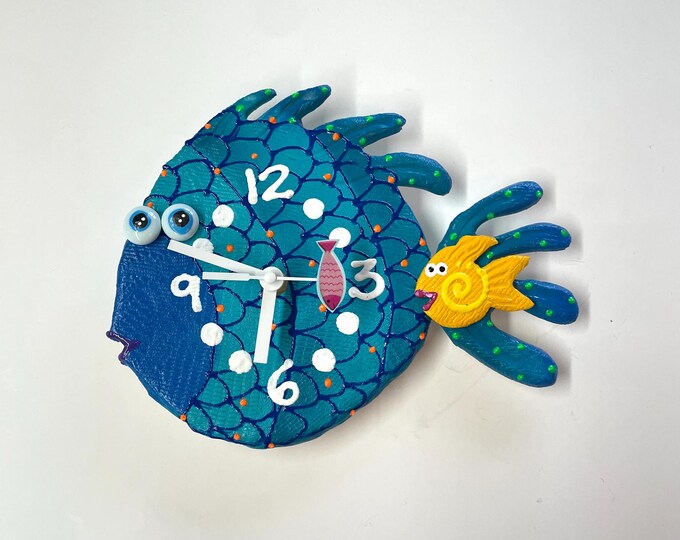 Blue Blowfish Wall Clock ,nursery Wall Clock,ocean, Under the Sea ...