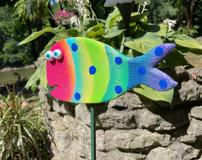 Fish Garden Stake,happy Rainbow Fish Garden Stake,potted Plants, Great ...