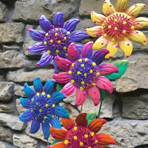 Metal Spring Flower Garden Stakes,set of Five Metal Garden Stakes, Yard ...