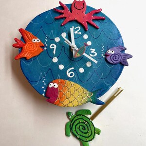 Fish Pendulum Wall Clock,unique Clock,handmade Clock,sealife Wall Clock ...