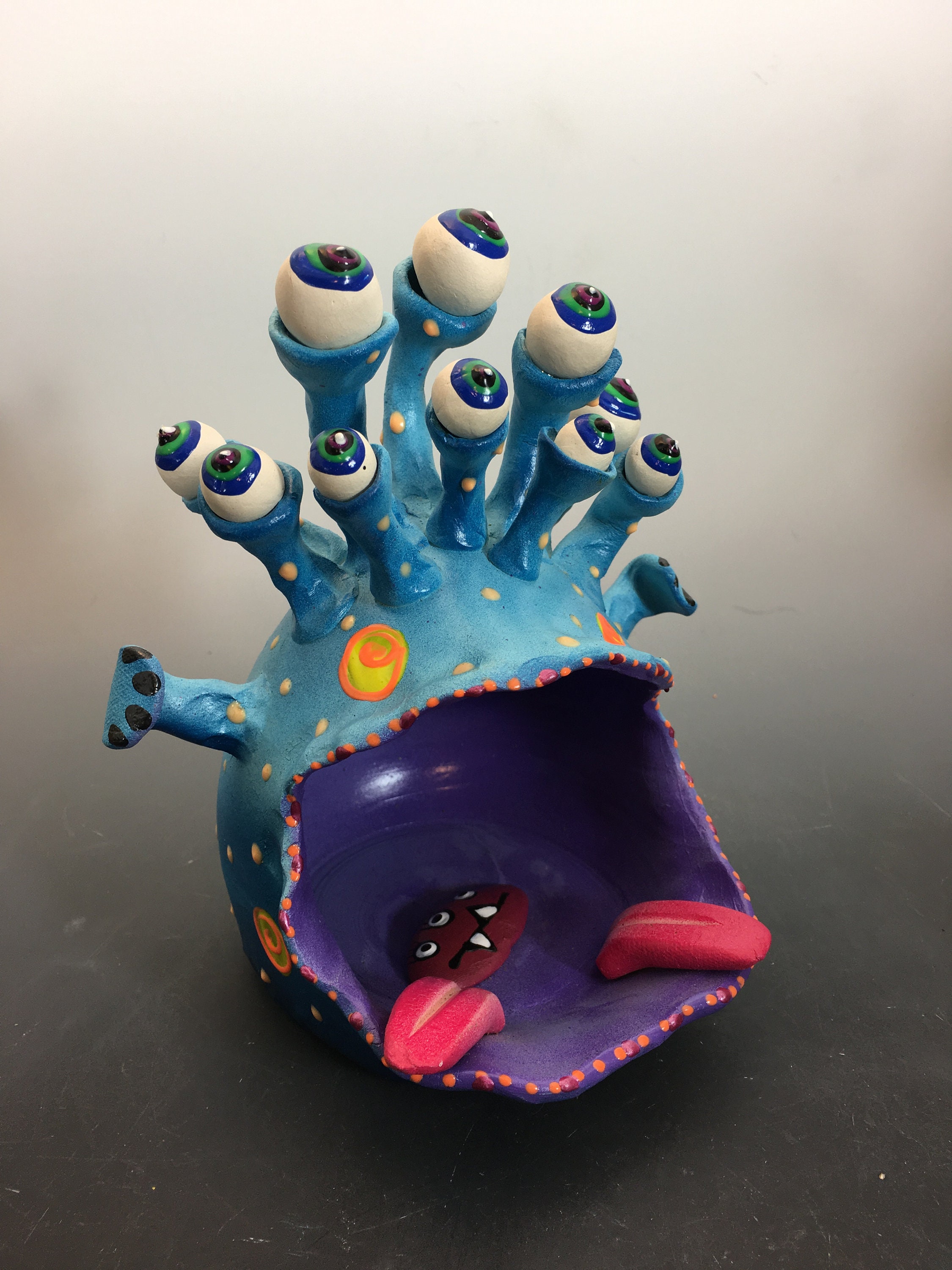 Monster Candy Dish, 10 Eyed Monster, Glow In The Dark Monster- Alien