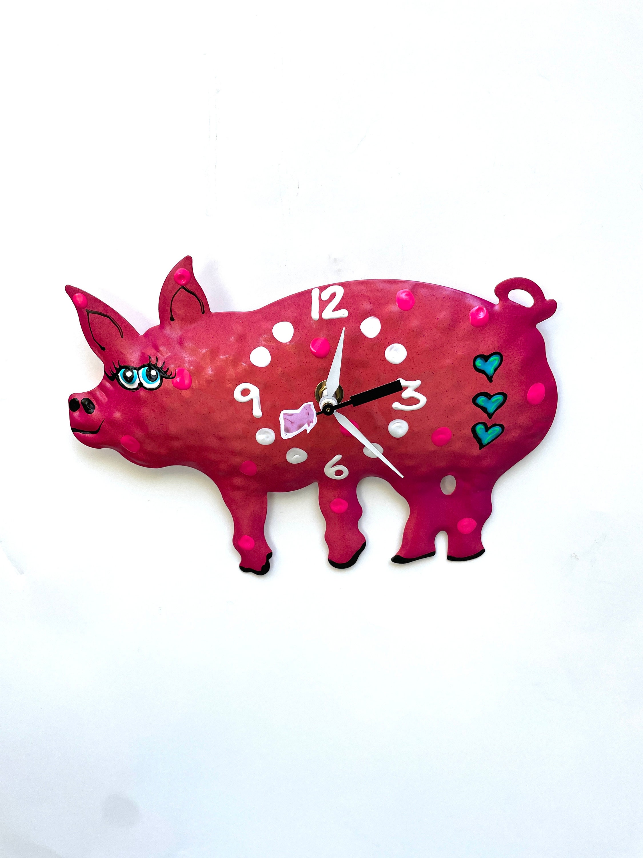 Pig Clock Pig Wall Clock Farm Animal Decor Pig Gifts Kids Clock Pig ...