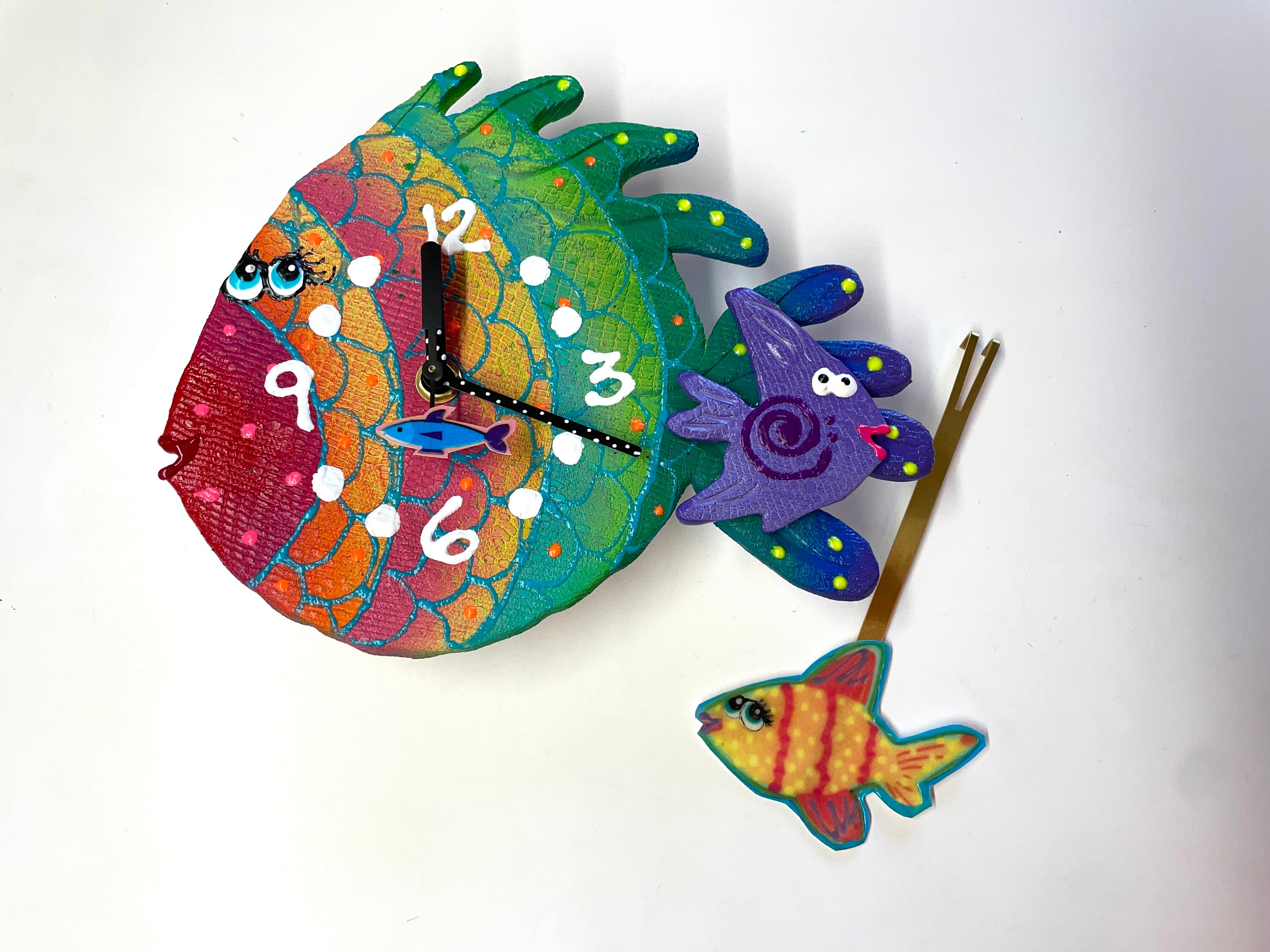 Fish Pendulum Wall Clock,Unique Clock,Handmade clock,Sealife Wall Clock ...