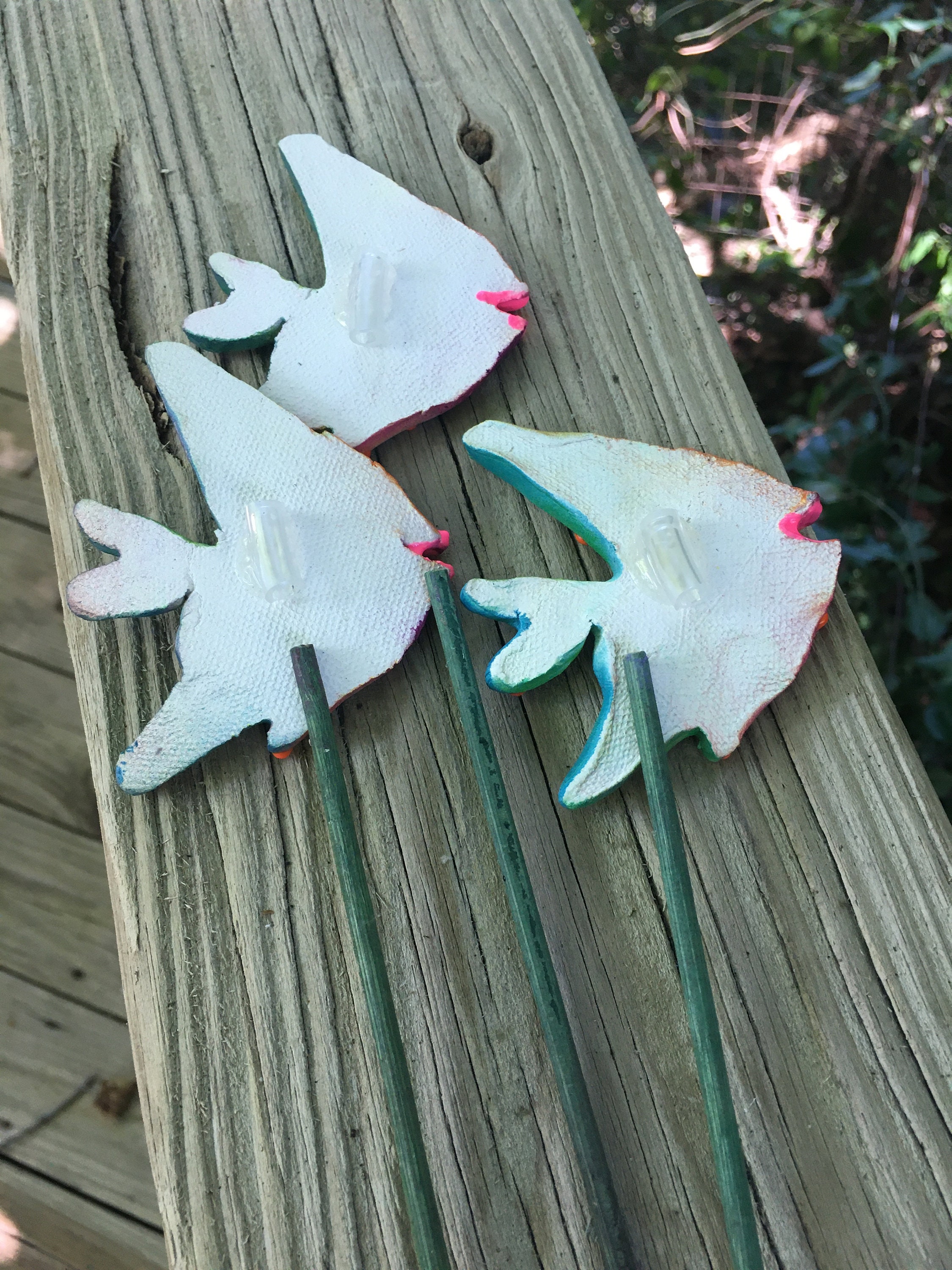 3 Rainbow Fish Garden Stakes, Garden Stakes,Potted plants, Great Gift ...