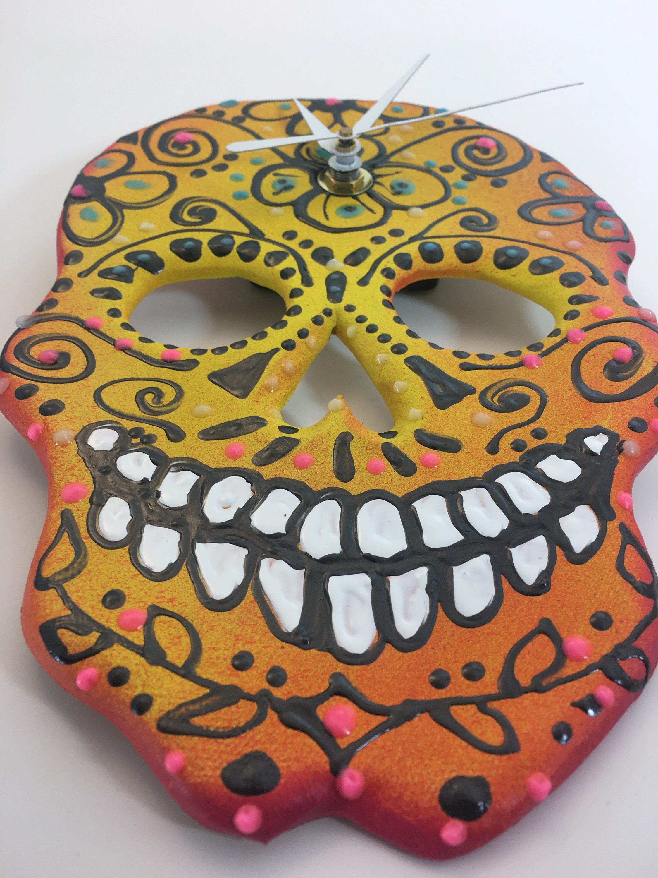 Sugar Skull Clock,Day of the Dead Skull Wall Clock, Sugar Skull,Unique ...