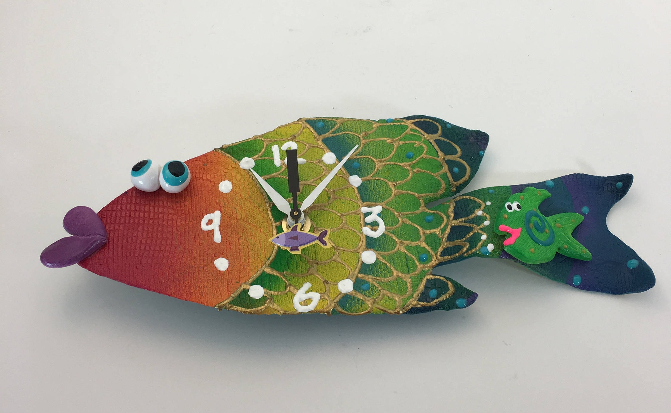 Fish Clock/Kids Clock/Boys Clock/ Girls Clock/ Wall Art,Childrens Clock ...