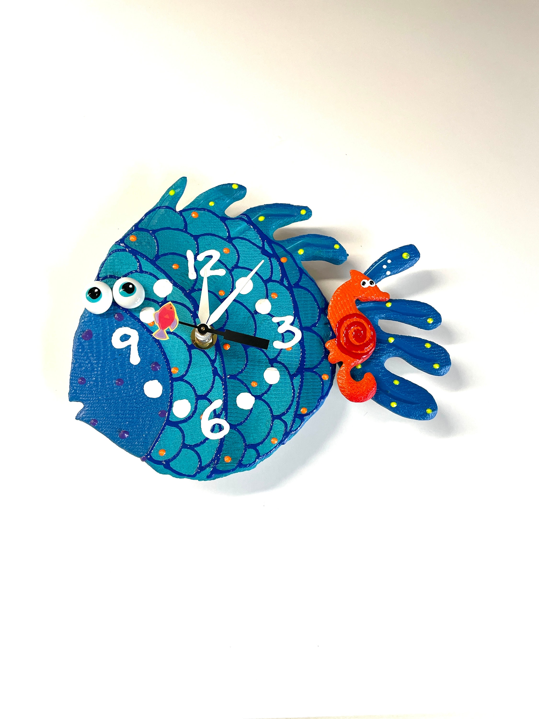 Blue BlowFish Wall Clock ,Nursery Wall Clock,Ocean, Under the sea ...