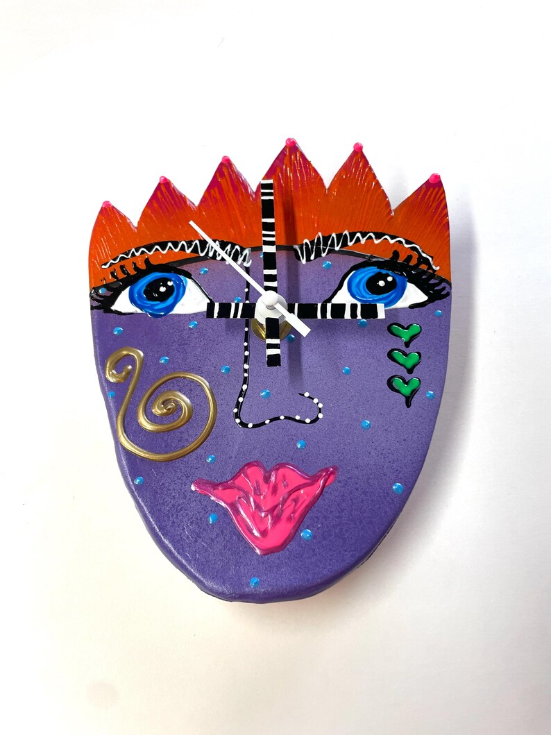 Unique Face Wall Clock Wall Art Wall Sculpture Wall Decor Hand Painted ...