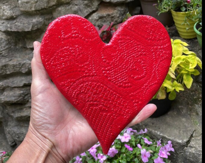 Red Heart Wall Hanging Heart Wall Decor Rustic Home Art Gift for Her ...