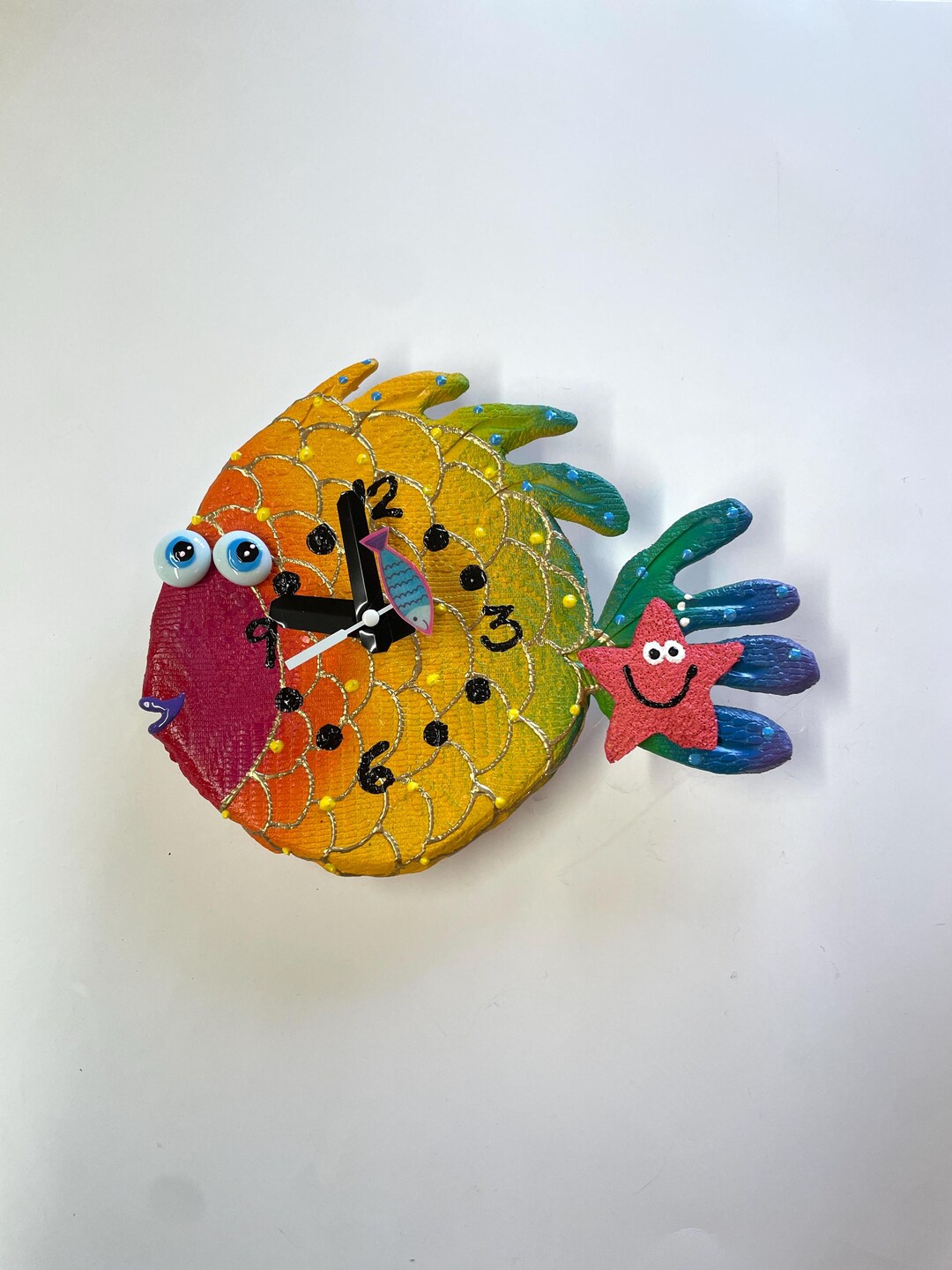 Fish Wall Clock Blowfish Clock,wall Art Beach House Wall Art Nautical ...