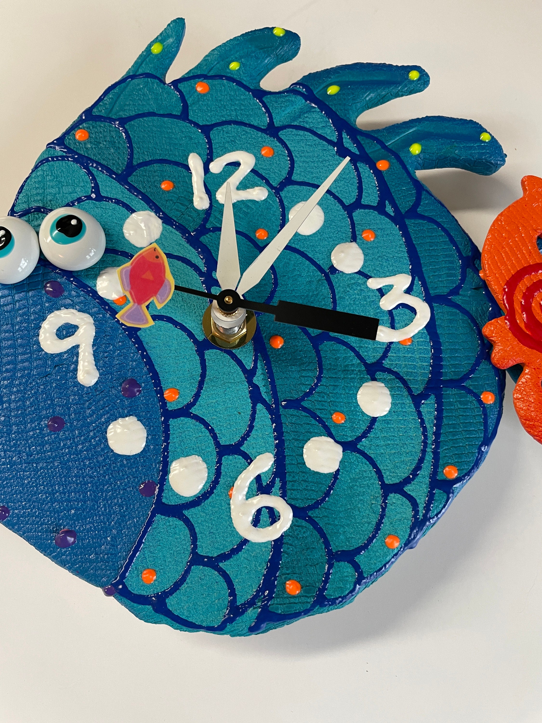 Blue BlowFish Wall Clock ,Nursery Wall Clock,Ocean, Under the sea ...